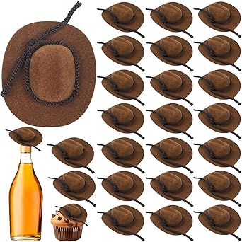 Amazon.com: SHEHARUHI 24 PCS Mini Cowboy Hat Mini Flocked Cowboy Hat ...