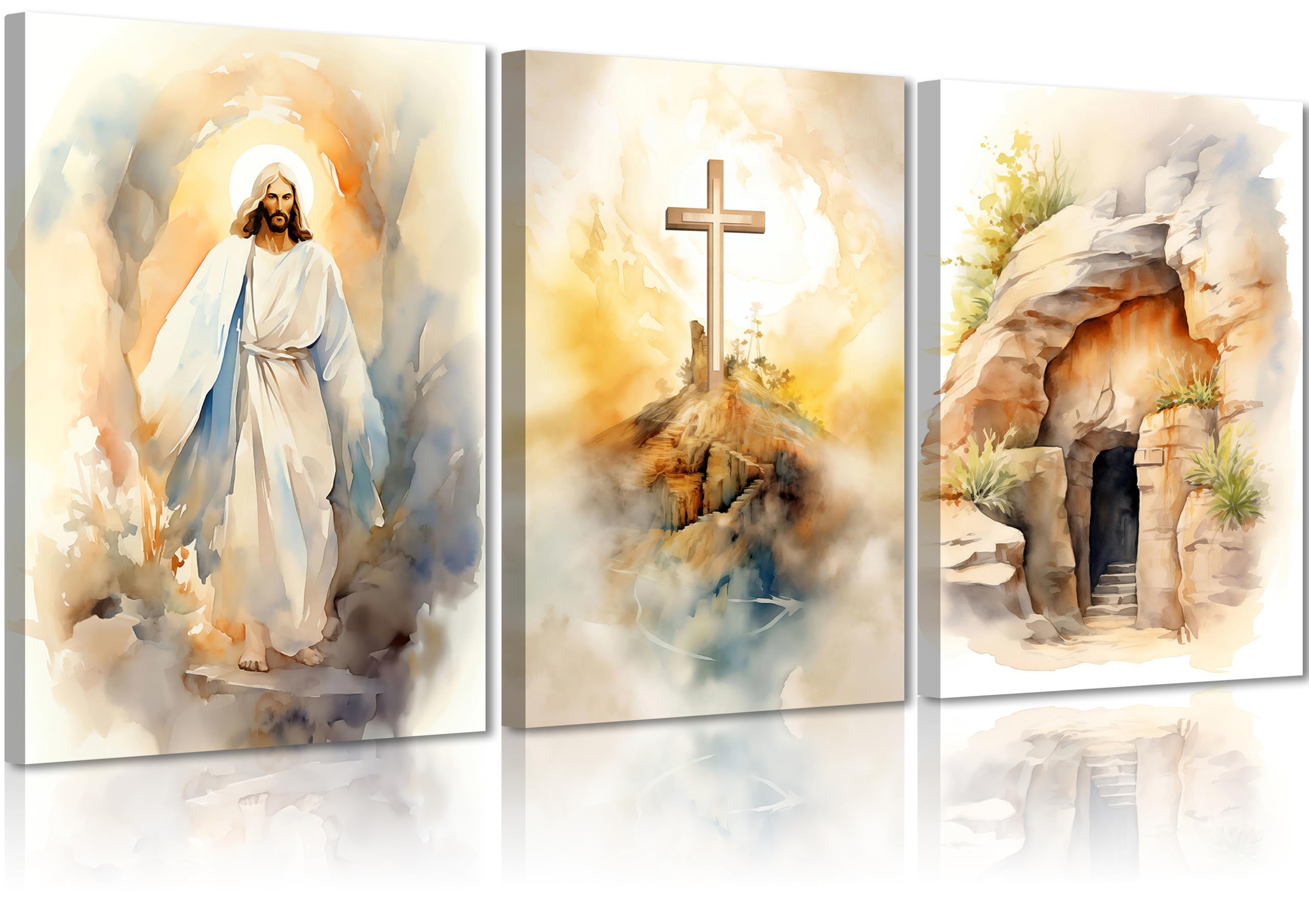 Amazon.com: 3Pcs Jesus Canvas Wall Art Bible Stories Wall Decor God ...