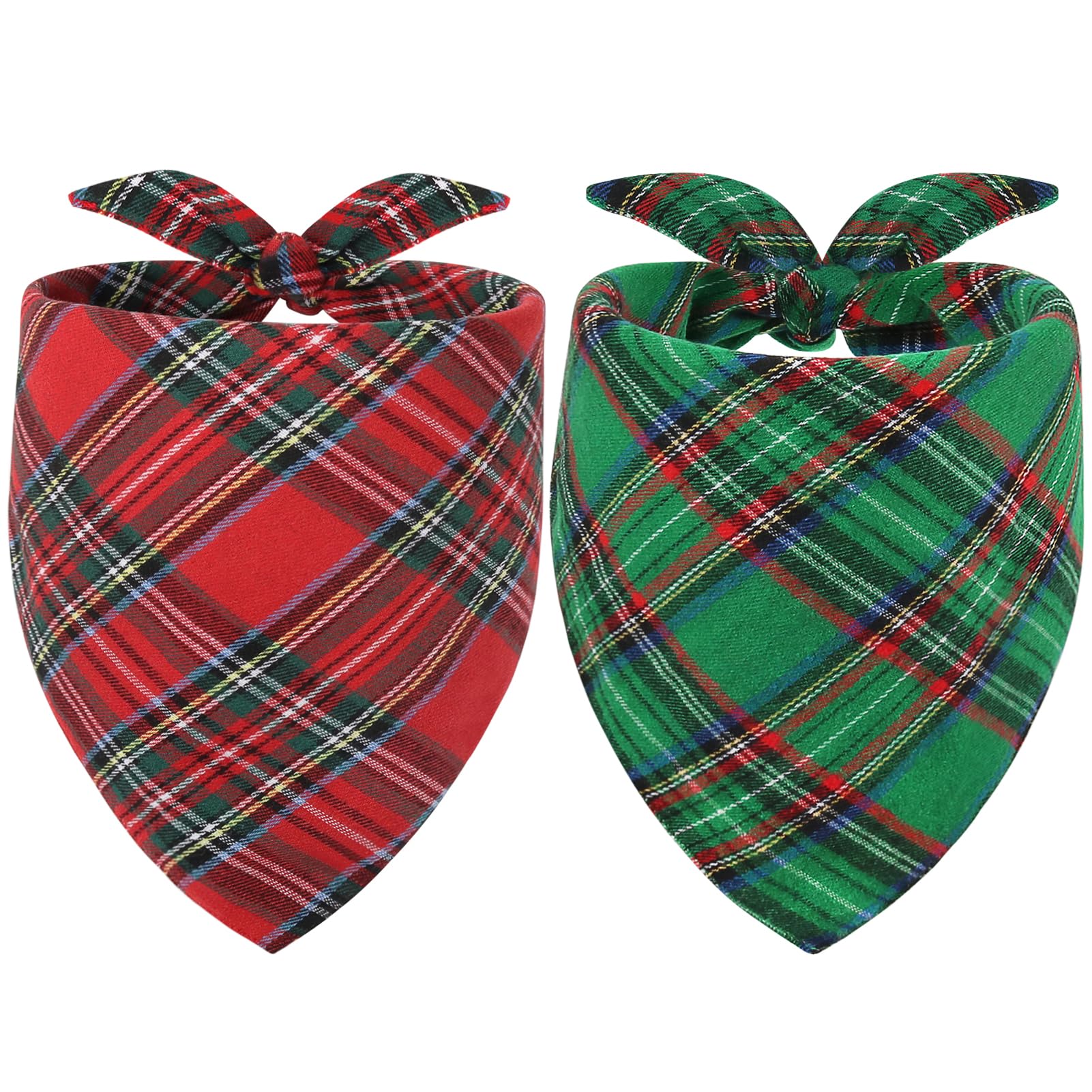 Amazon.com : Vivifying Dog Christmas Bandana, 2 Pack Classic Plaid ...