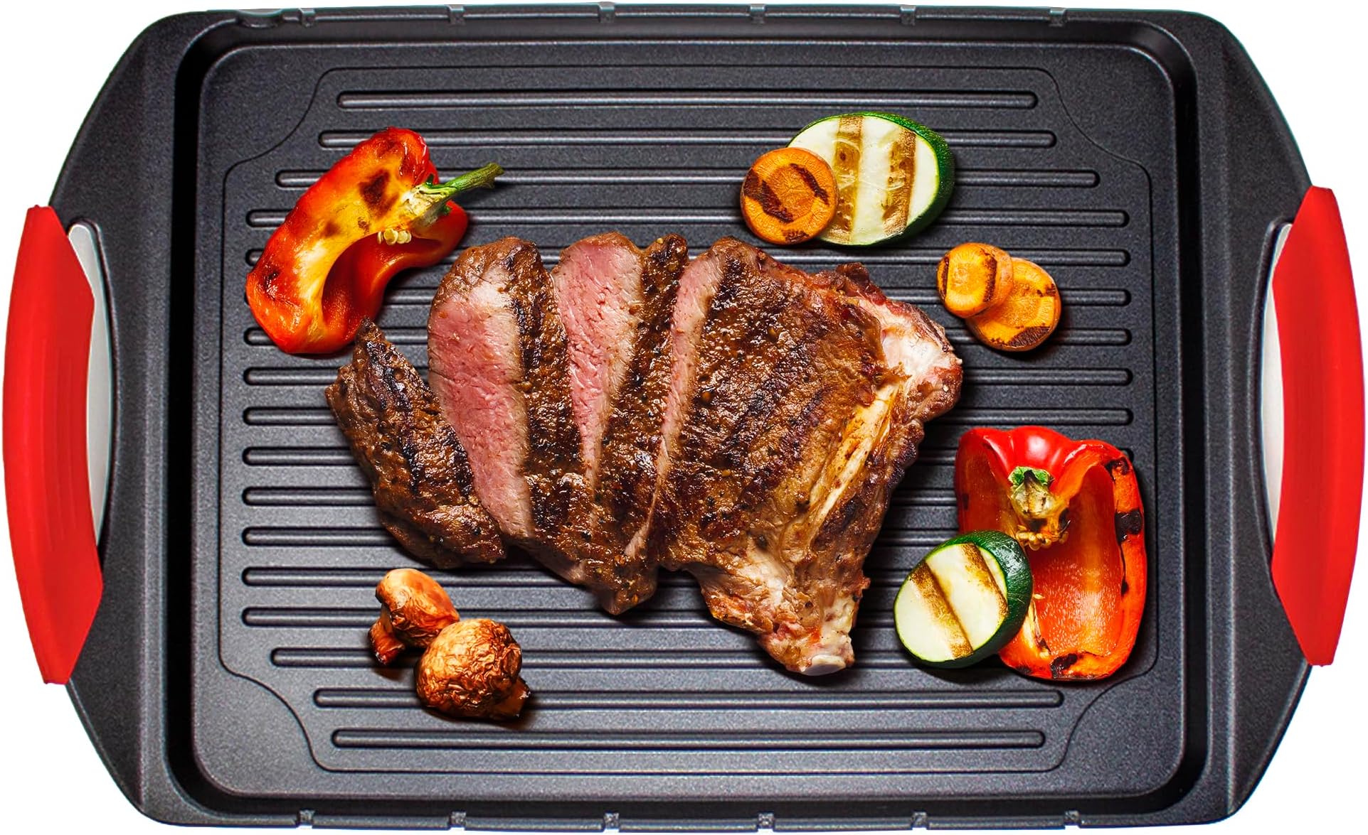 Denmay 50.8CM x 26.6CM Cast Iron Griddle for Gas Stovetop, Pre-Seasoned ...