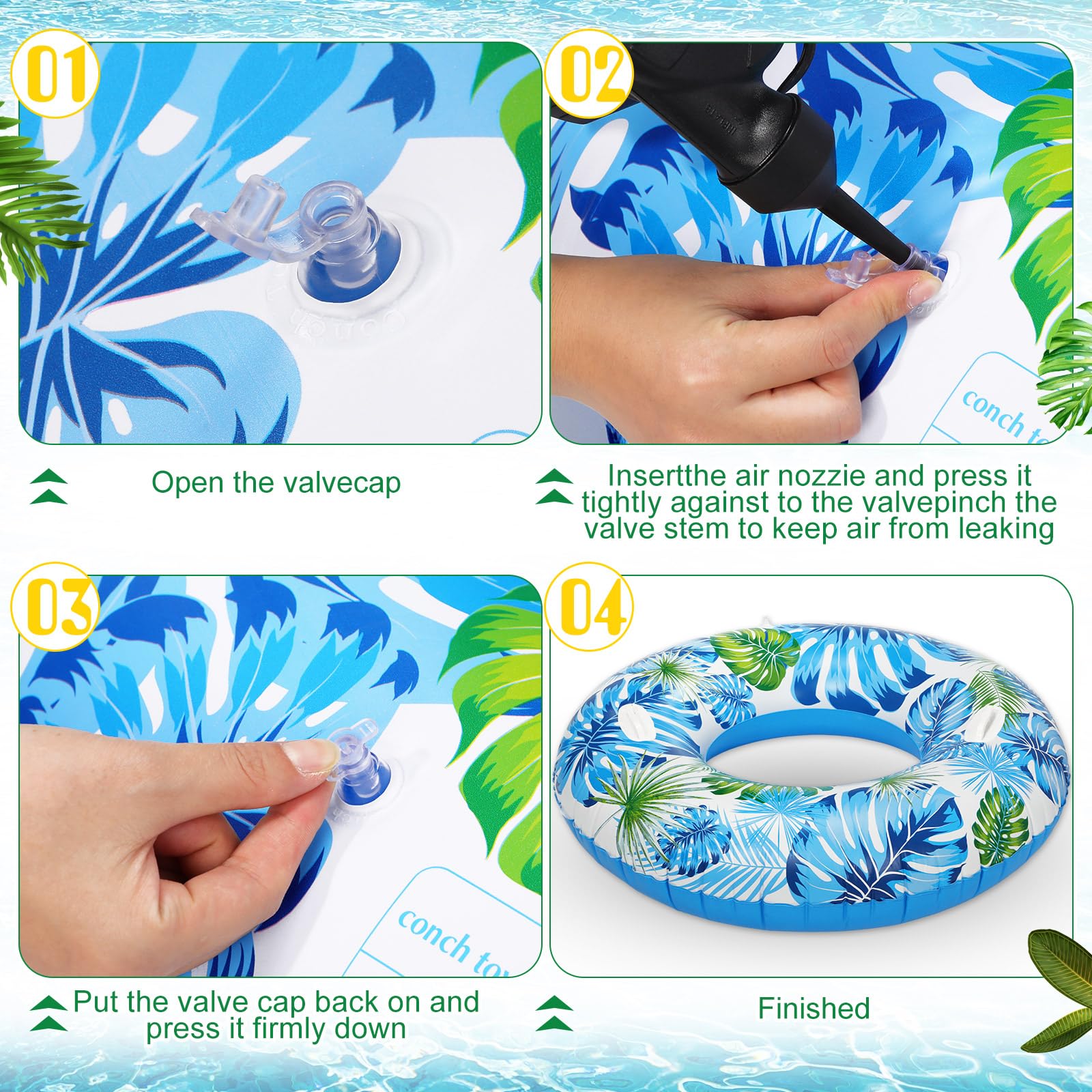 Snapklik.com : Libima 4 Pcs Inflatable Pool Floats, Pool Floaties Swim ...