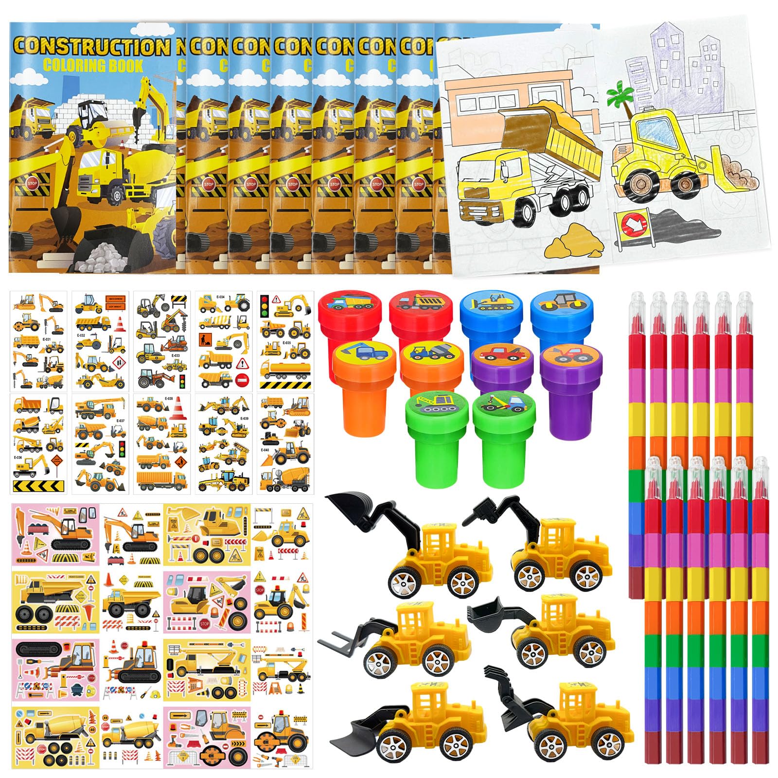 Amazon.com: 72 Pcs Construction Coloring Book with Crayons Bulk，Truck ...