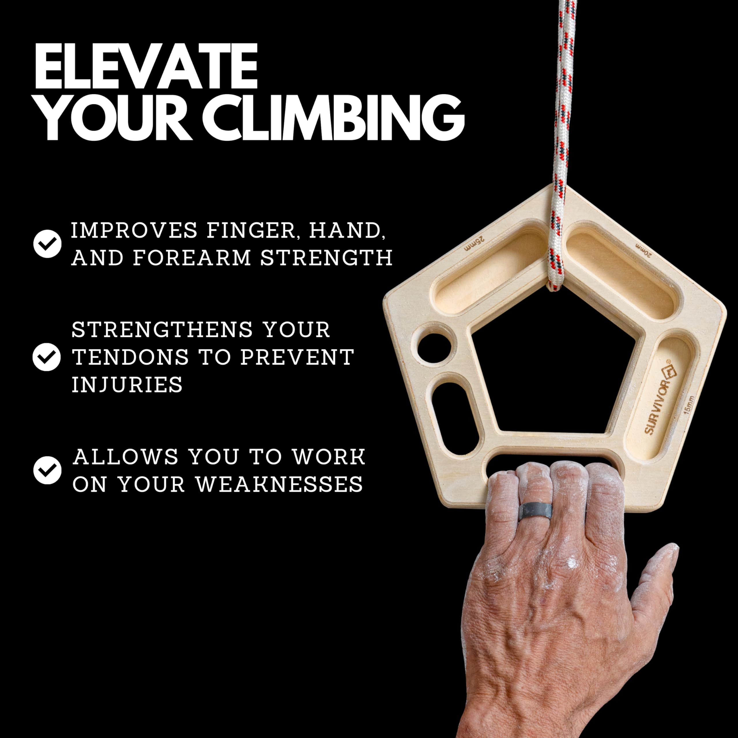 Snapklik.com : SURVIVOR Hangboard - Rock Climbing & Bouldering Training ...