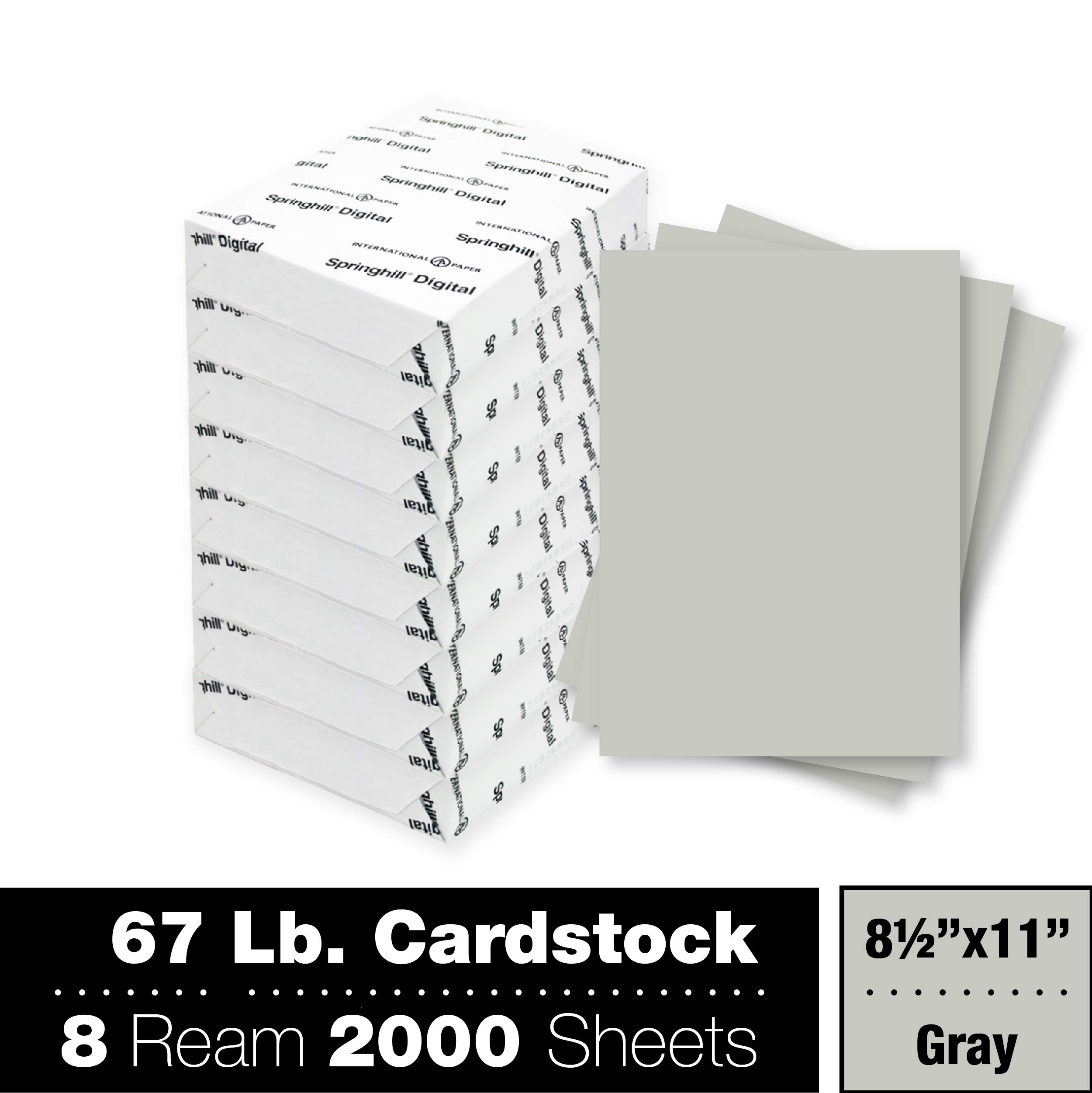 Springhill 8.5” x 11” Gray Colored Cardstock Paper, 67lb Vellum Bristol ...