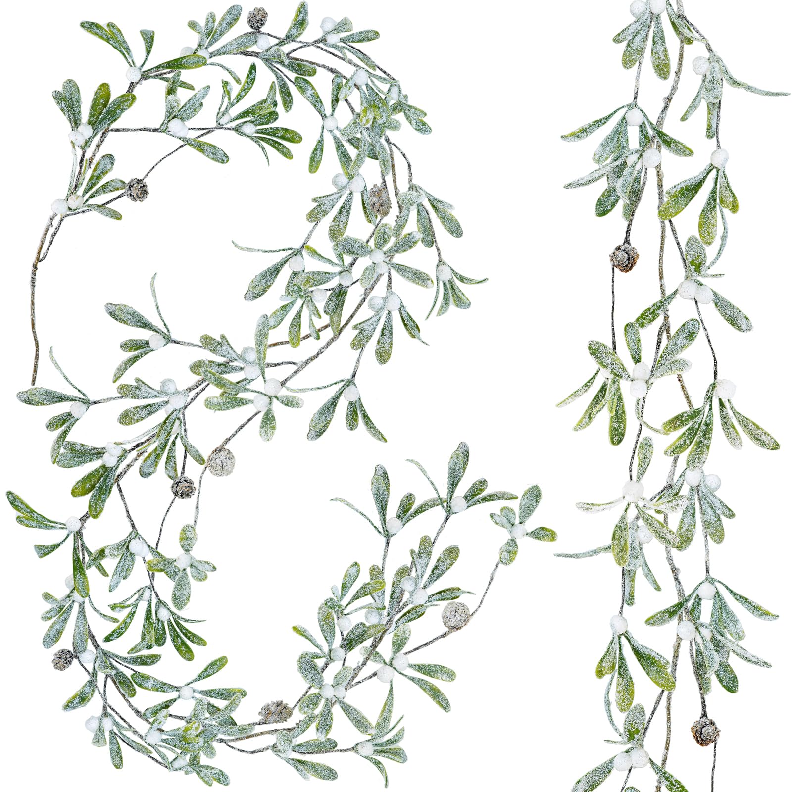Amazon.com: Winlyn 2 Pack Christmas Mistletoe Garlands 5.9Ft/Piece Snow ...