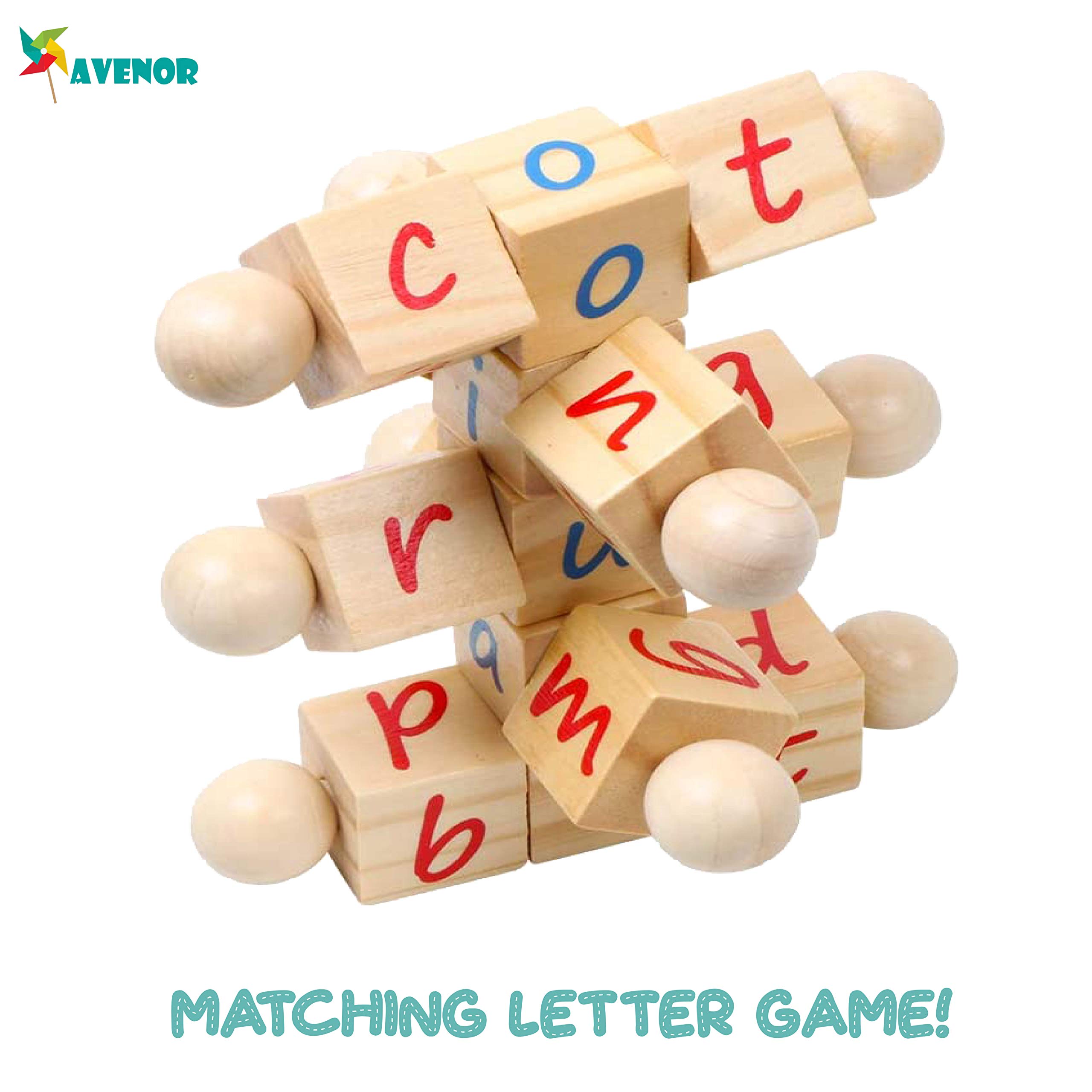 Avenor Wooden Reading Blocks | 5 Set of Fun Montessori Toys for ...