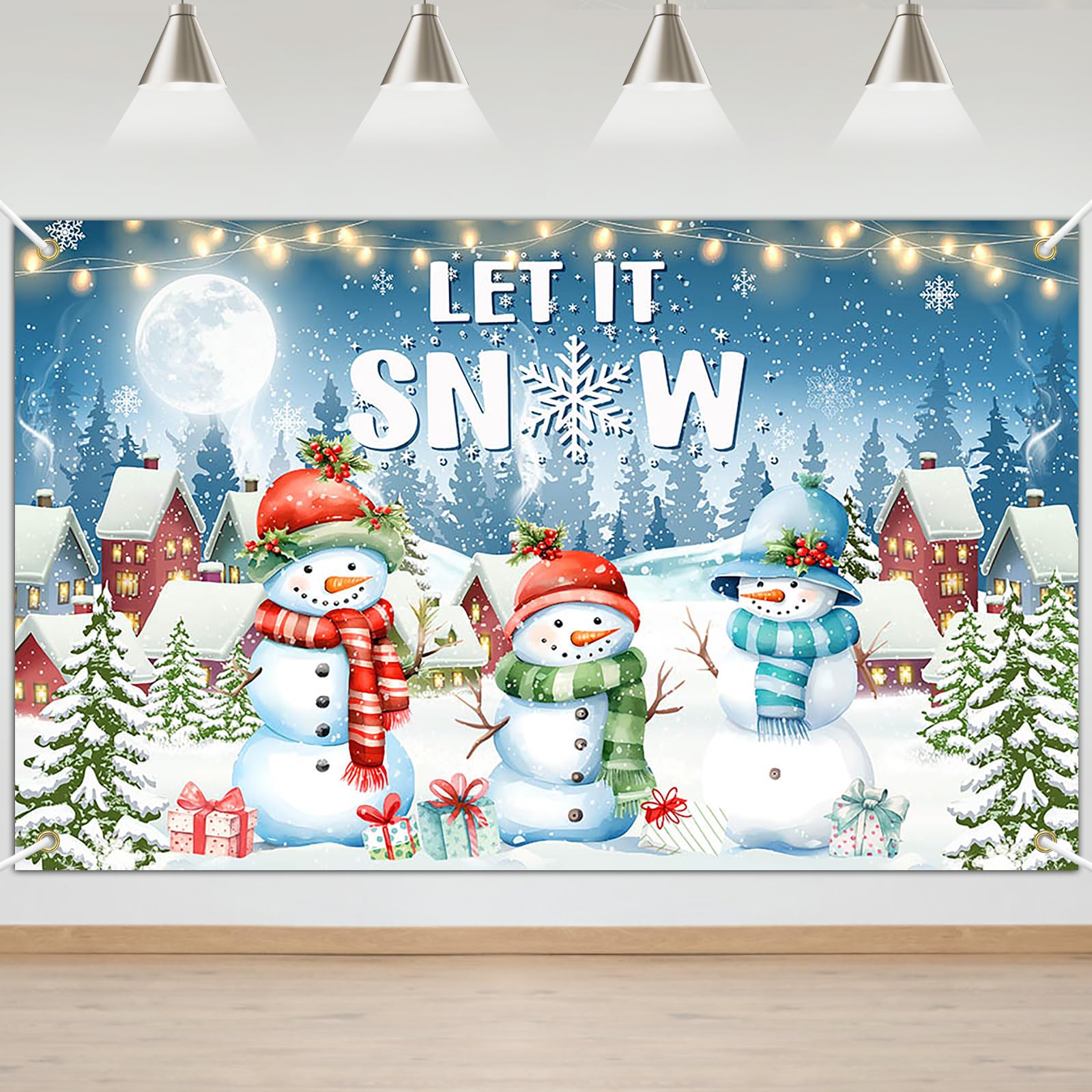 Amazon.com : Lecheme Christmas Backdrop 6x4 ft Let It Snow Banner ...