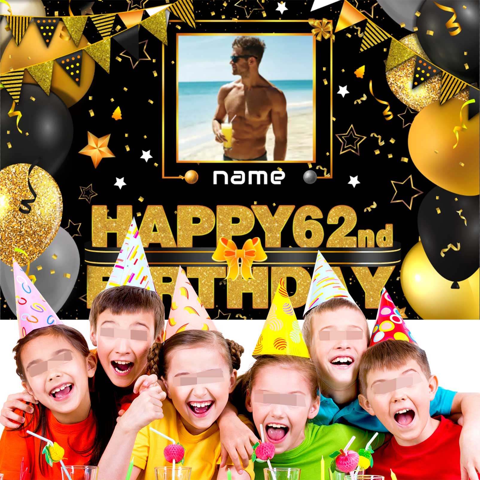 Snapklik.com : Custom Happy 62nd Birthday Decoration Banner ...