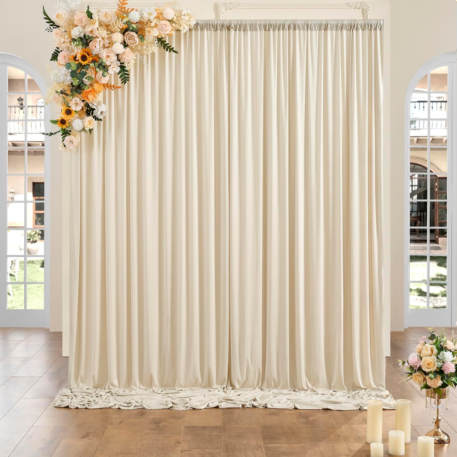 Amazon.com : BalsaCircle 8x8 feet Natural Faux Burlap Curtain ...