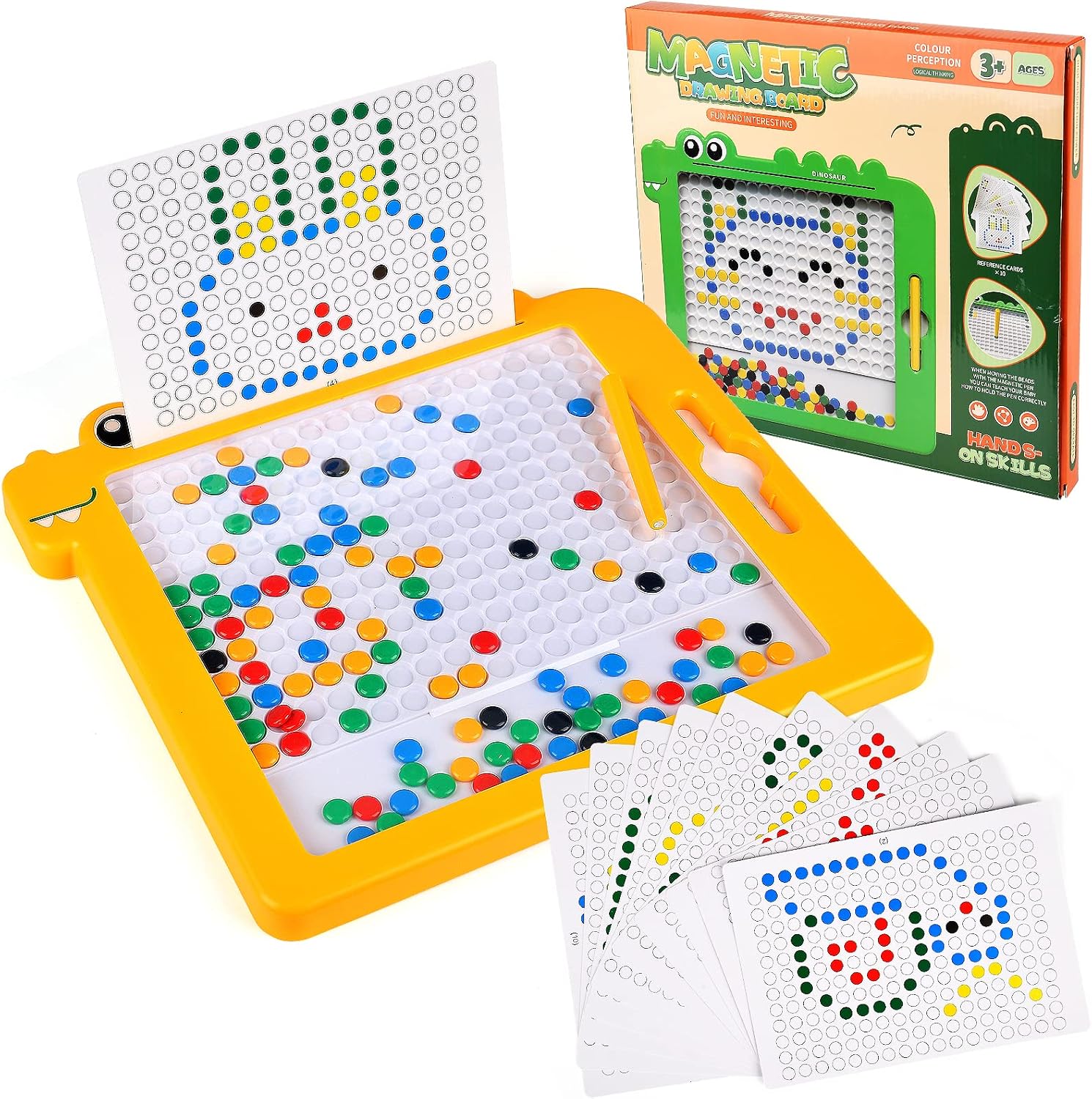 Magnetic Drawing Board with Colourful Beads and Drawing Stylus ...