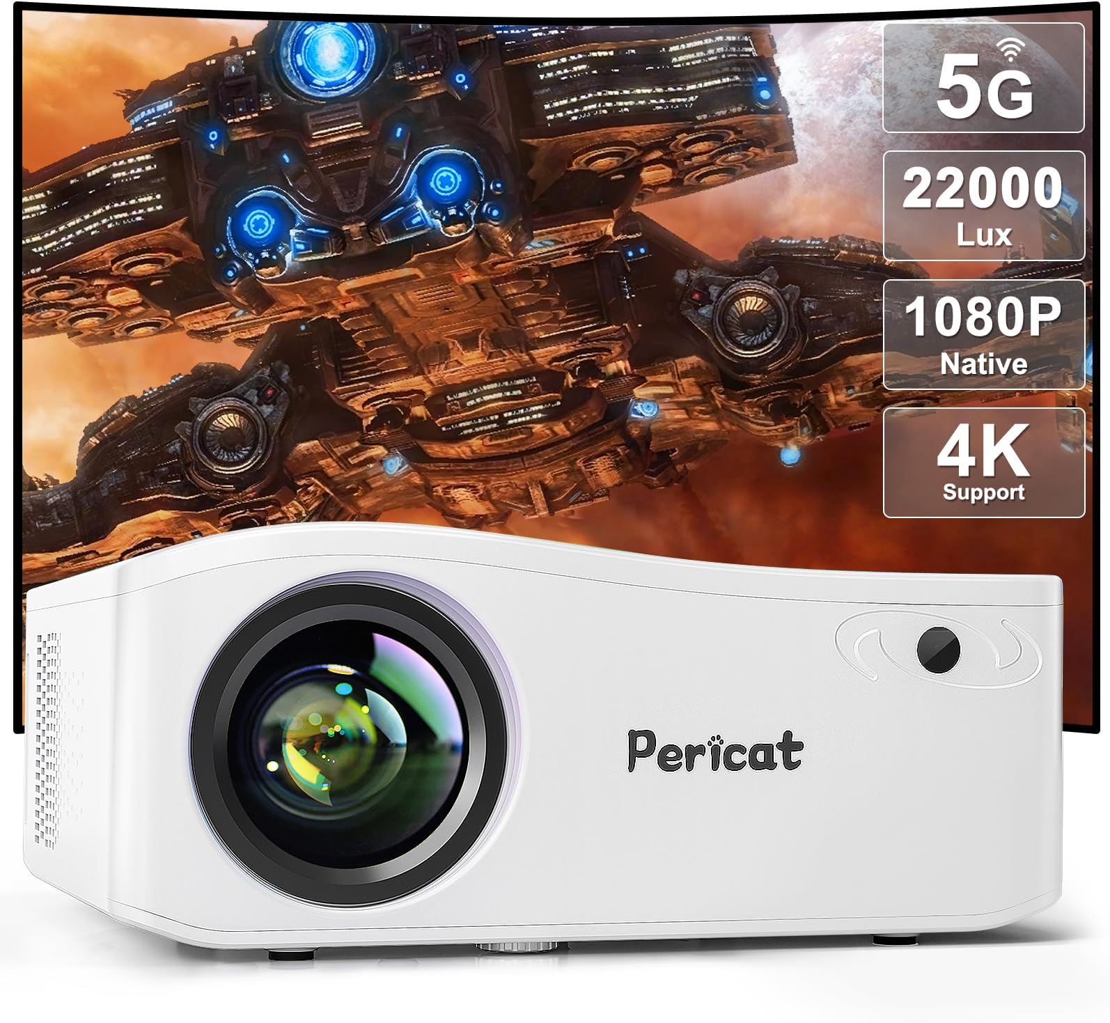 5G WiFi Bluetooth Projector,2024 Upgraded Native 1080P Outdoor Movie ...