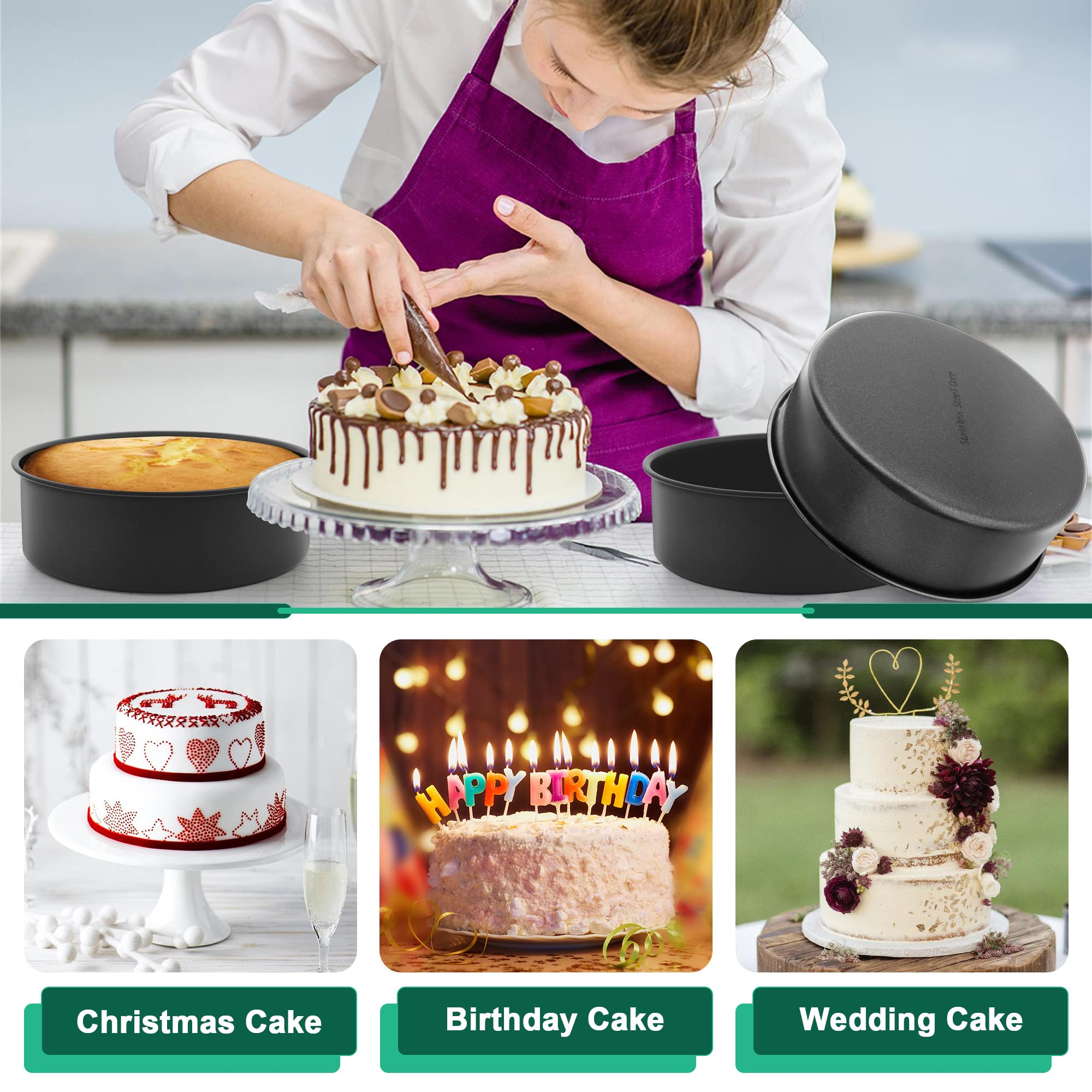 Snapklik.com : 6 Inch Cake Pan, 4-Piece Nonstick Round Cake Baking Pans ...