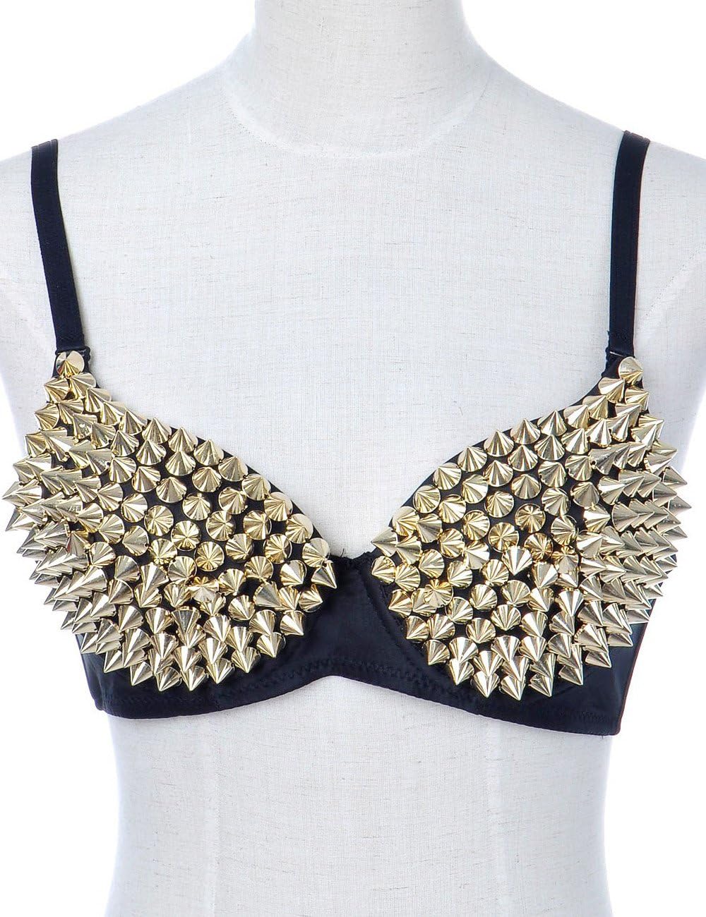 PrettyGuide Women Punk Tone Metallic Gathers Spike Studs Rivet Bra ...