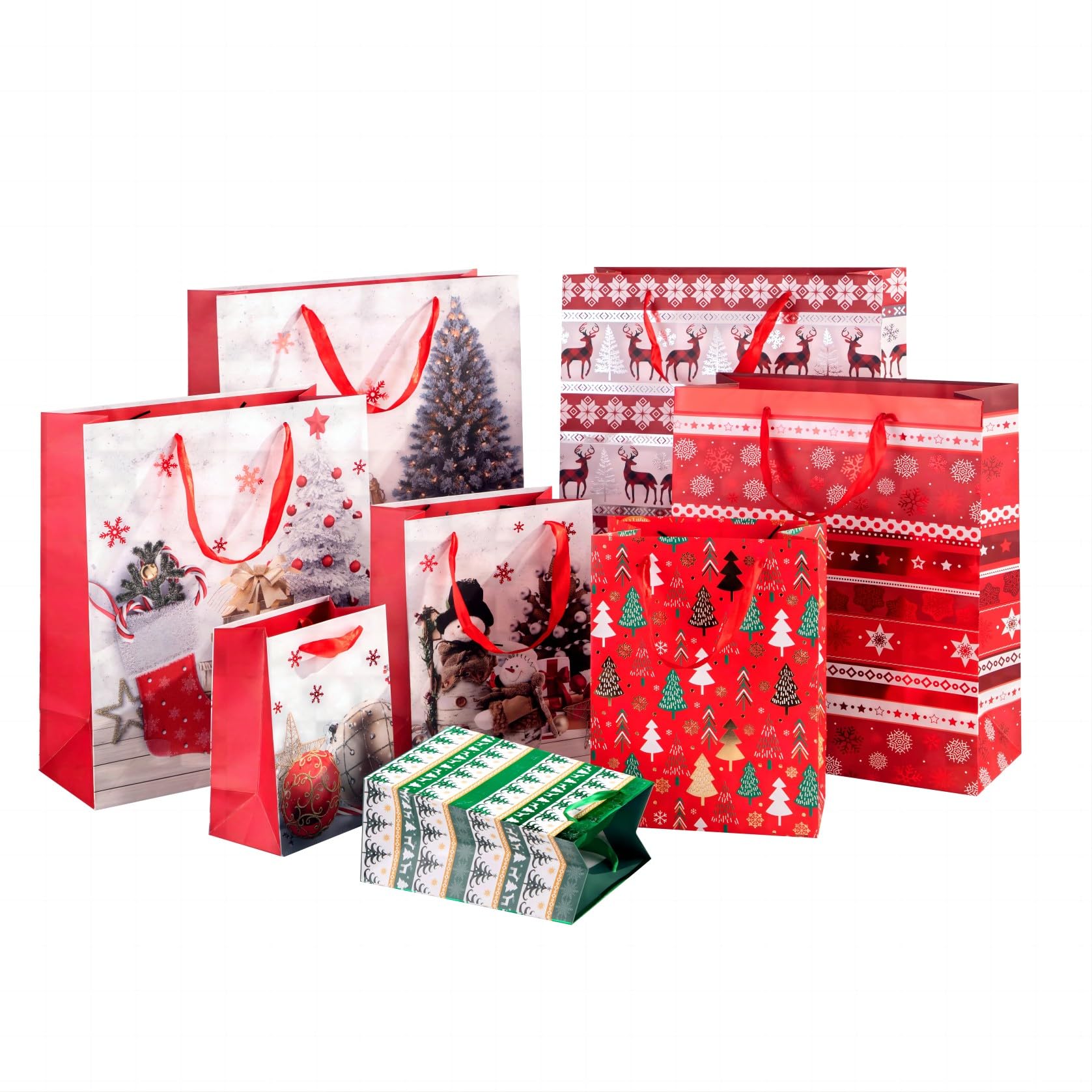 Amazon.com: 32 PCS Gift Bags for Christmas Wrapping, Holiday Bags with ...