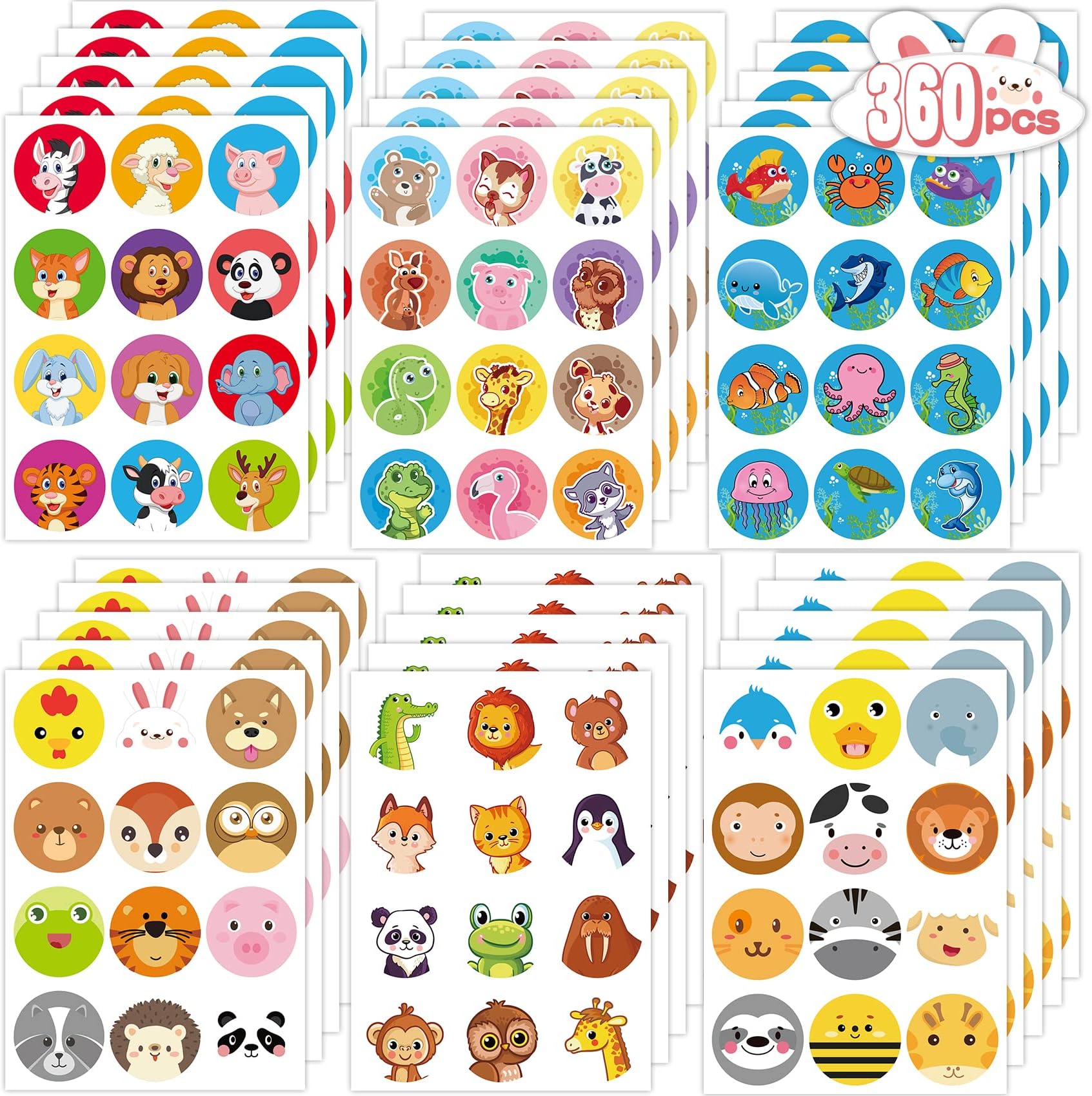 Amazon.com: Hohamn 600 Pcs Zoo Animals Stickers for Kids, 1.5 Inch ...