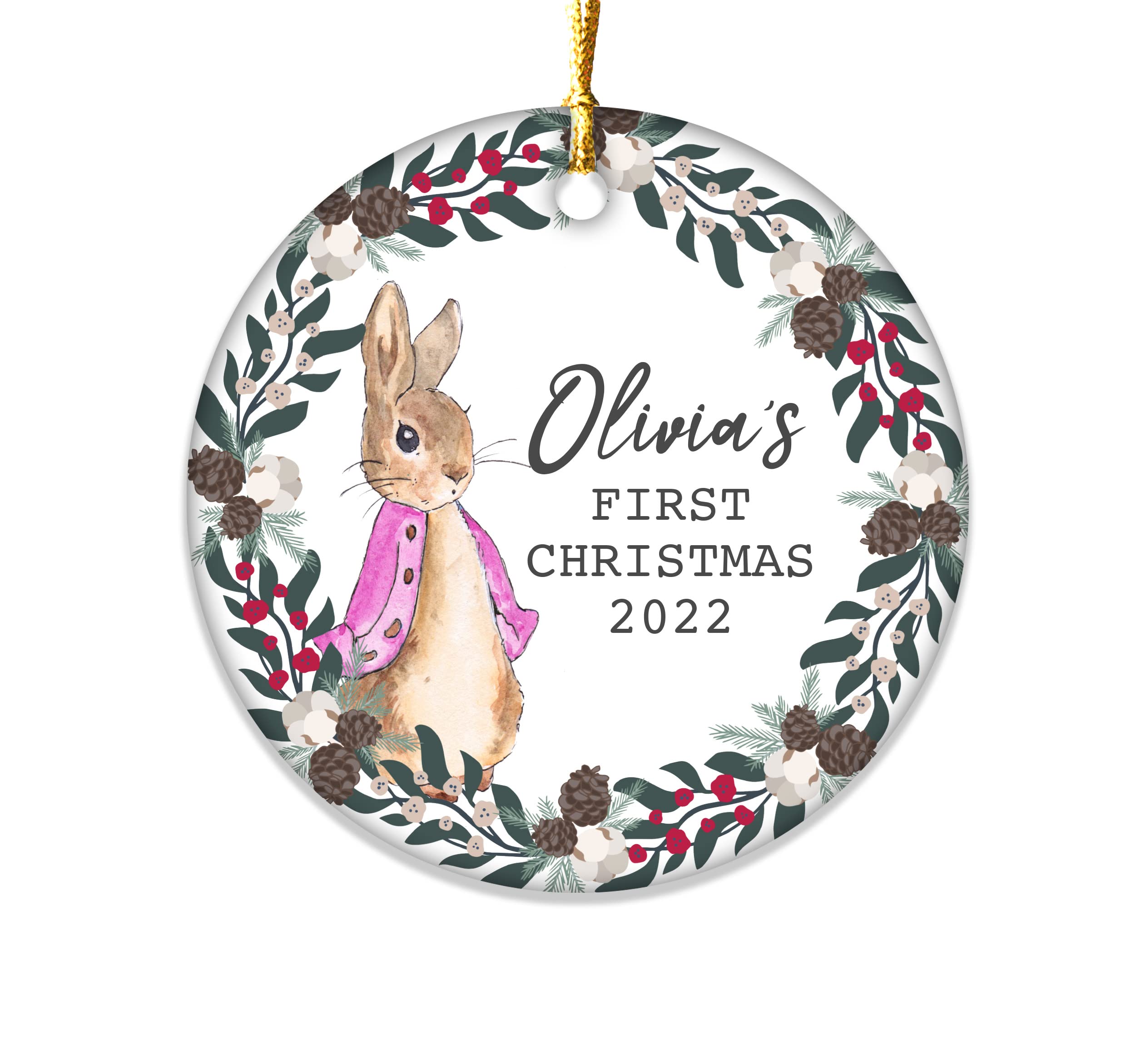 Handmade personalised 1st Christmas Peter Rabbit hanging Bauble Tree ...