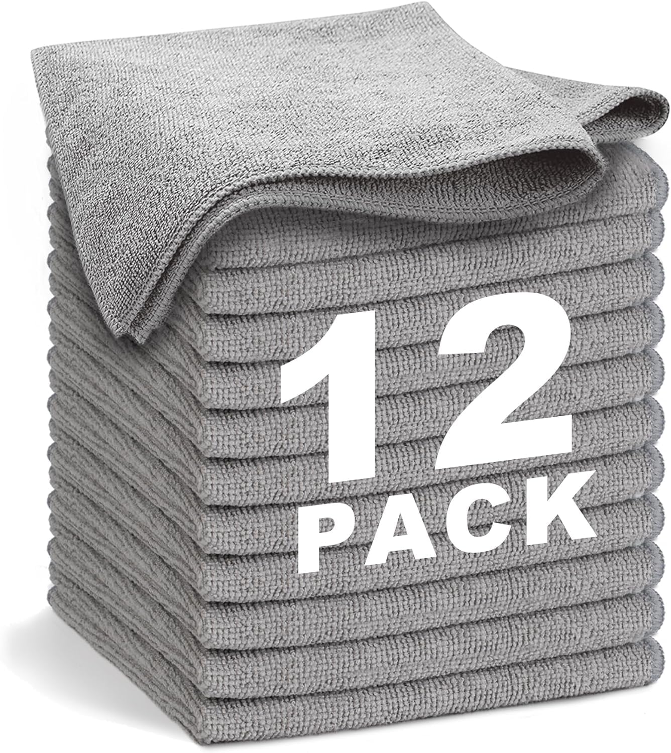 Microfiber Cleaning Cloth Grey - 12 packs - High Performance - 1200 ...