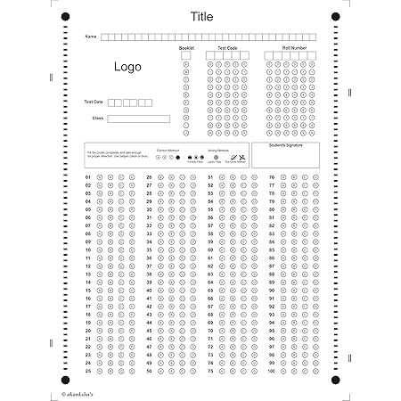akanksha's OMR Sheet (Black & White) for Exam Answer Practice A4 70 GSM ...