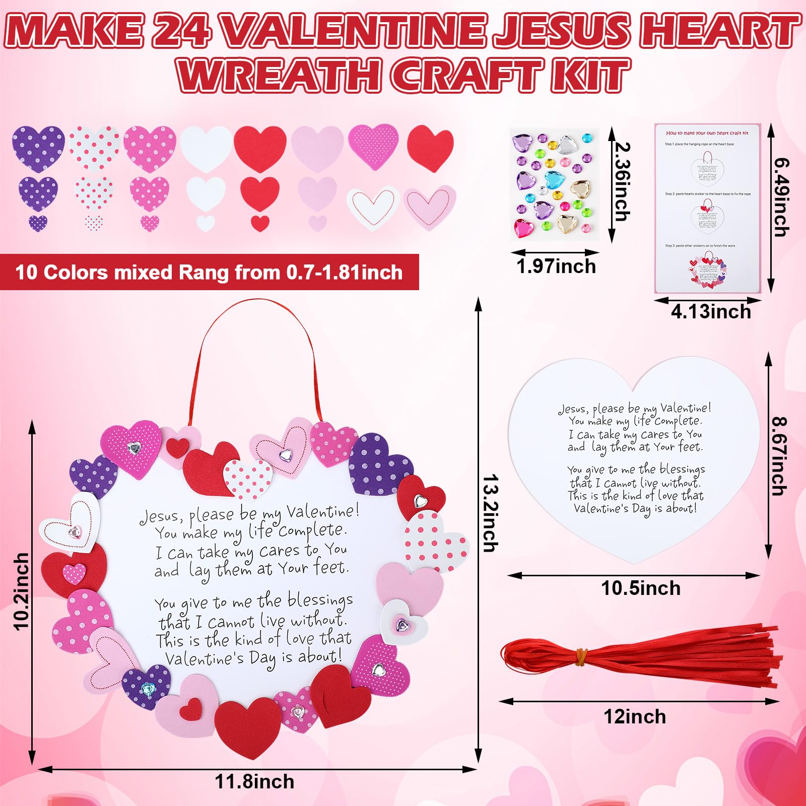 Snapklik.com : 24 Set Valentine Craft Kit For Kids Jesus Heart Wreath ...