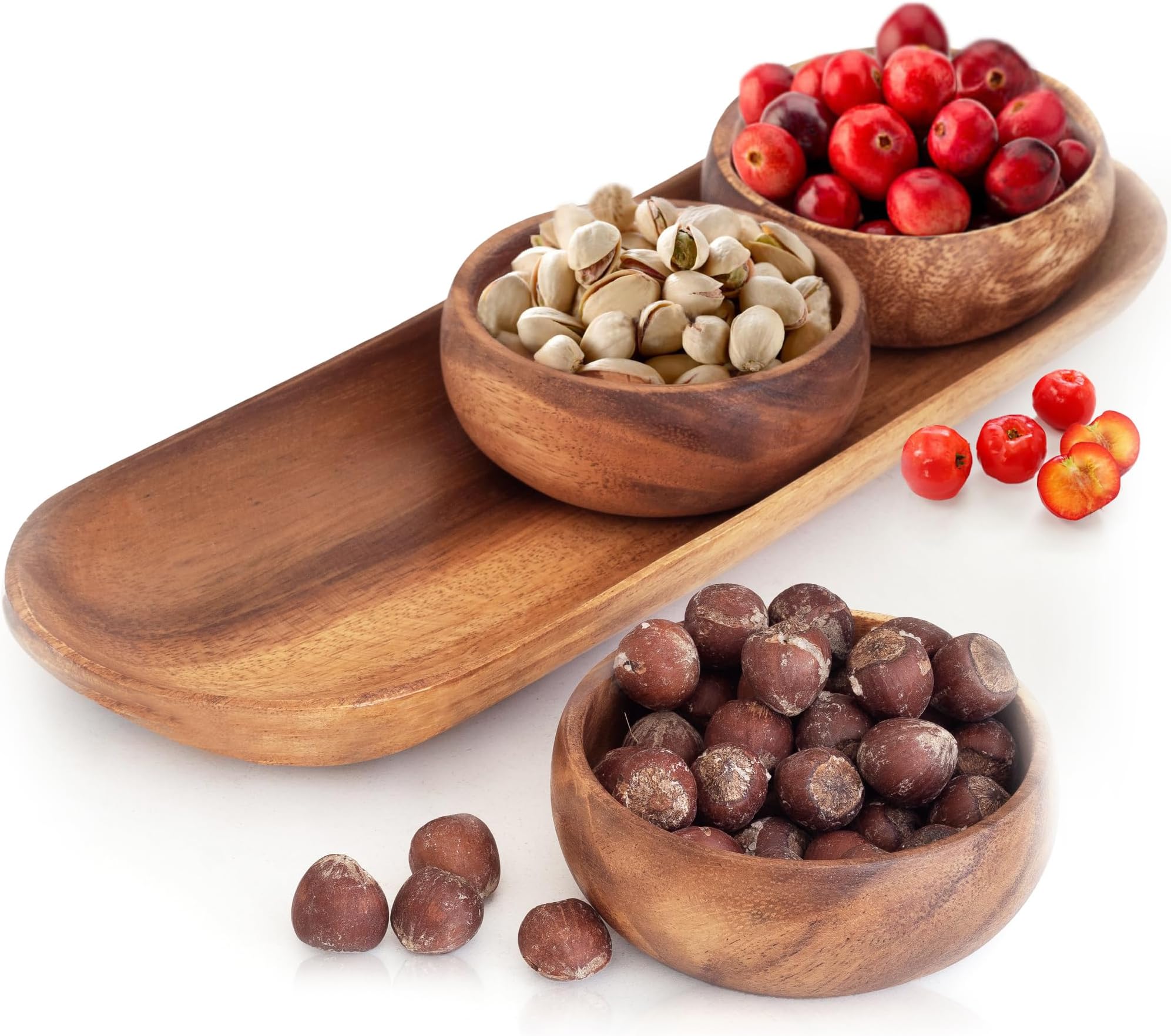 Amazon.com: Cintika Hand-Carved Set of 4 Acacia Calabash Bowls with ...