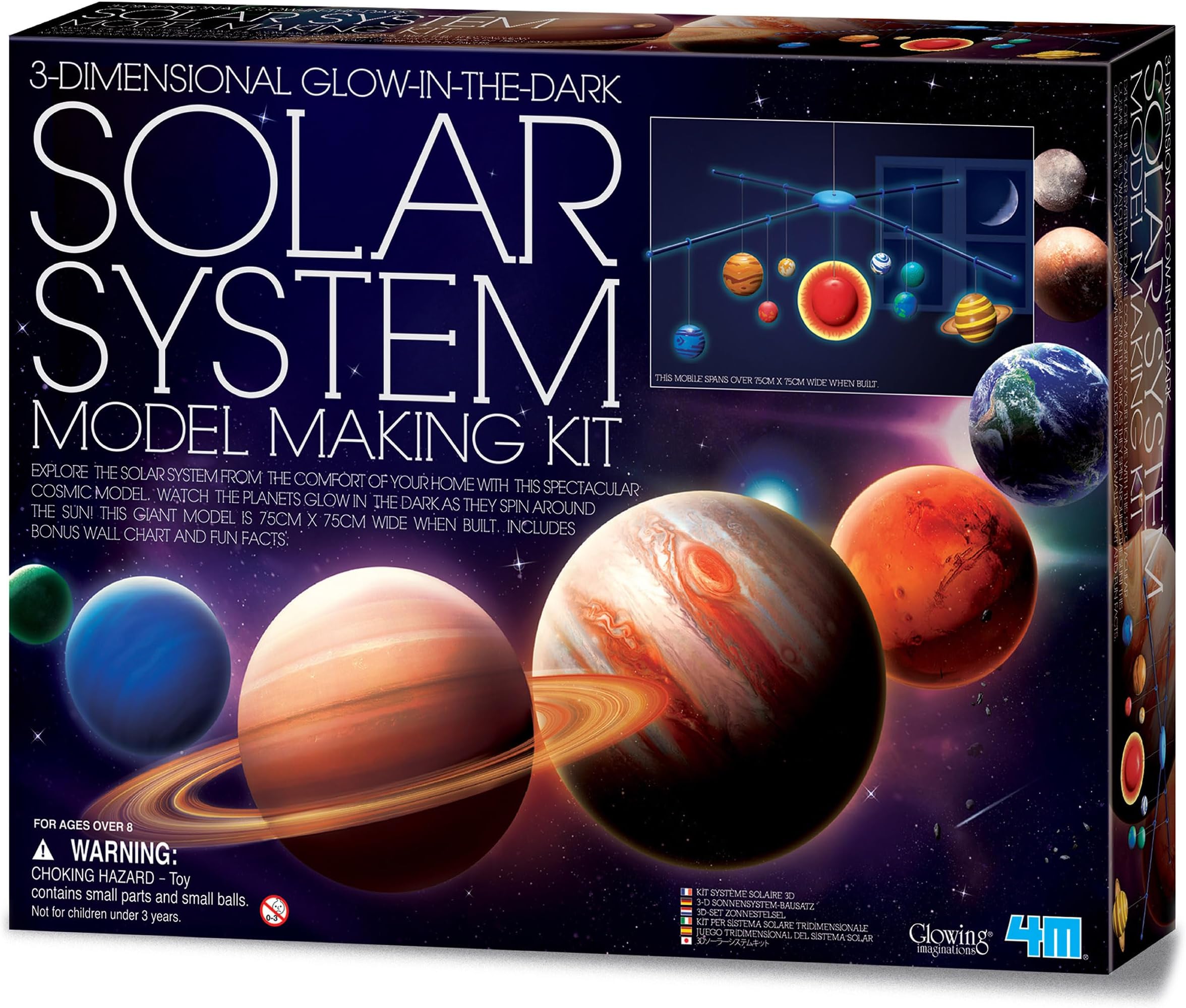 4M 4M-00-05520 3D Glow In The Dark Solar System Mobile Making Kit; Fun ...