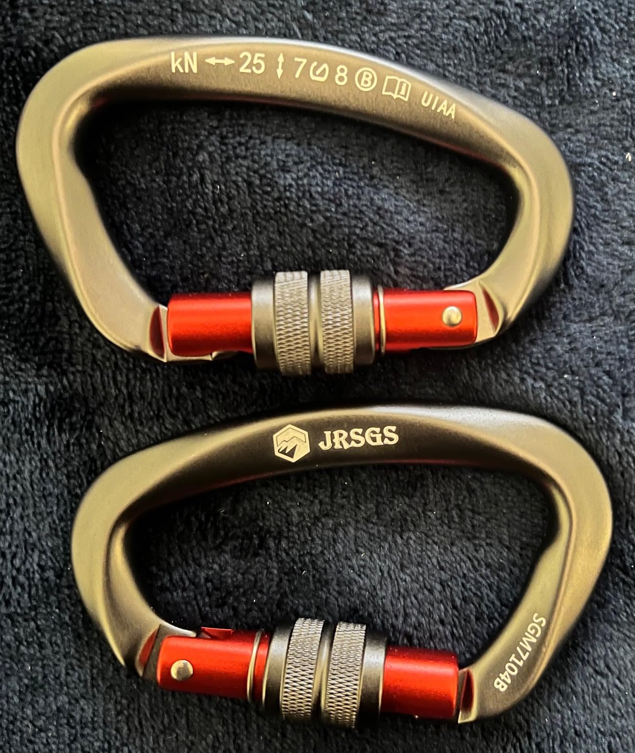 JRSGS 25KN Locking Climbing Carabiner Clips, UIAA Certified Rock ...
