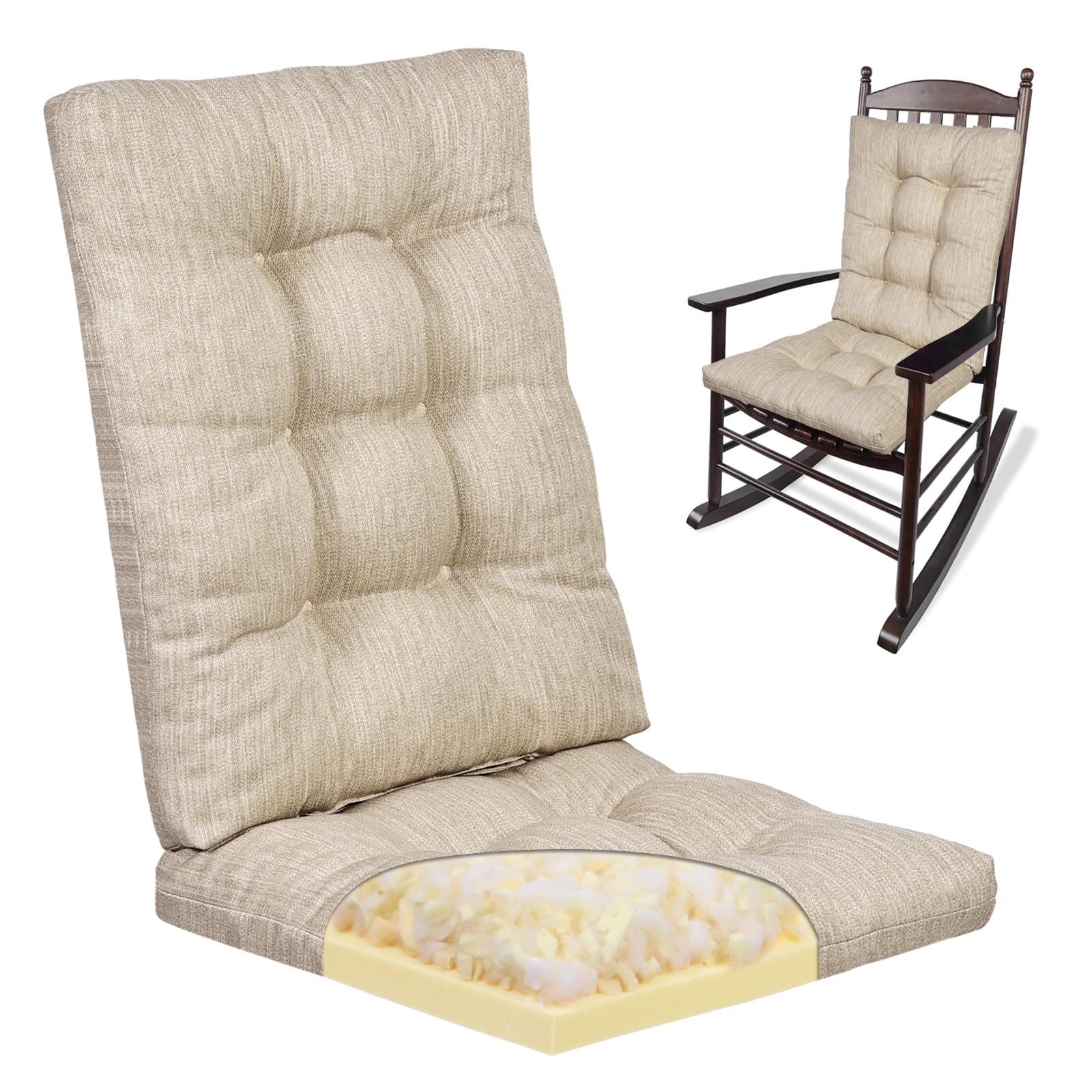 Amazon.com: baibu Rocking Chair Cushion Set, Dual-Layer Patented Design ...