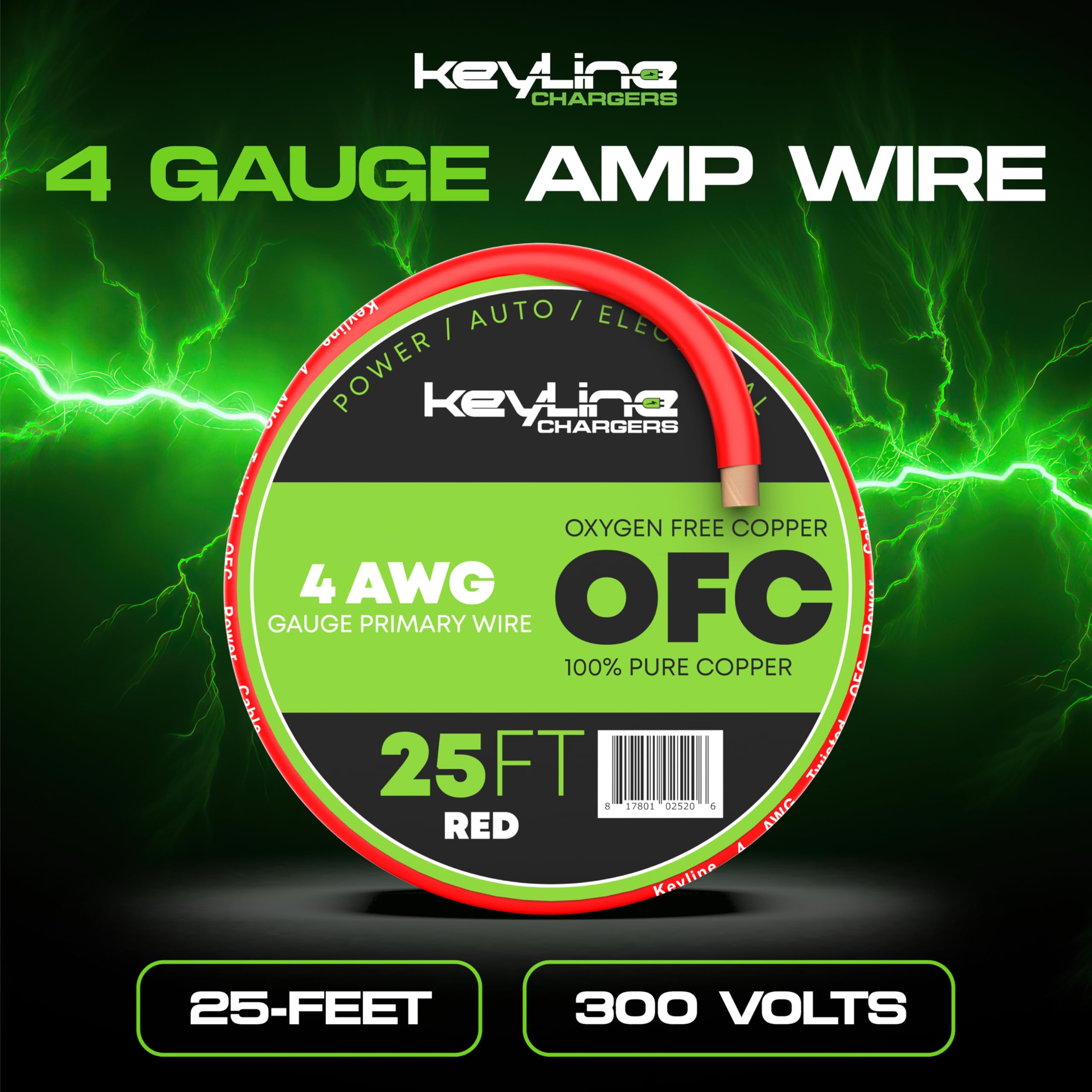 Buy 4 Gauge Wire (25ft) AWG Amp Battery Cable for Automotive Electrical ...