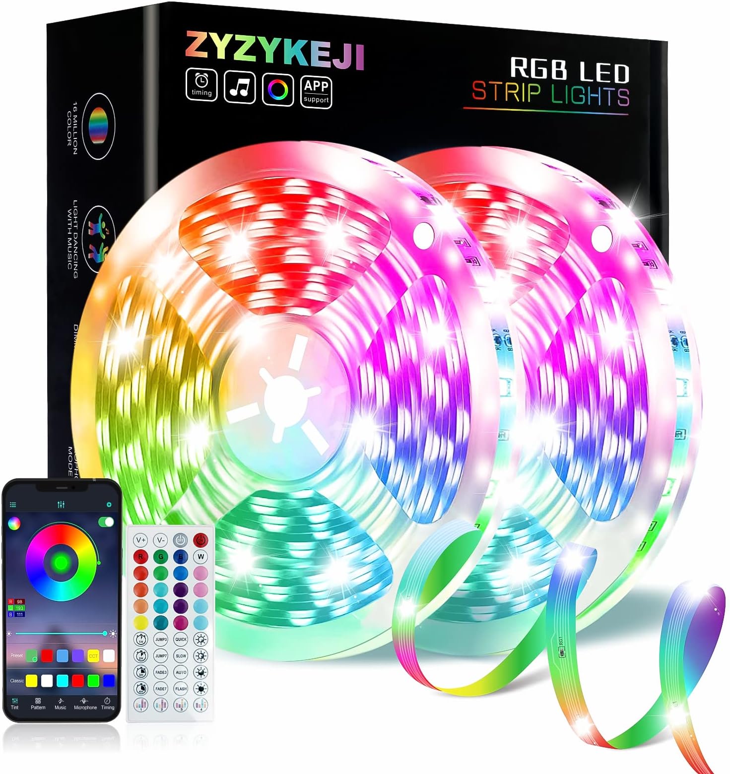 Amazon.com: REEMEER Led Lights 100ft(2 Rolls of 50ft) Smart APP Control ...