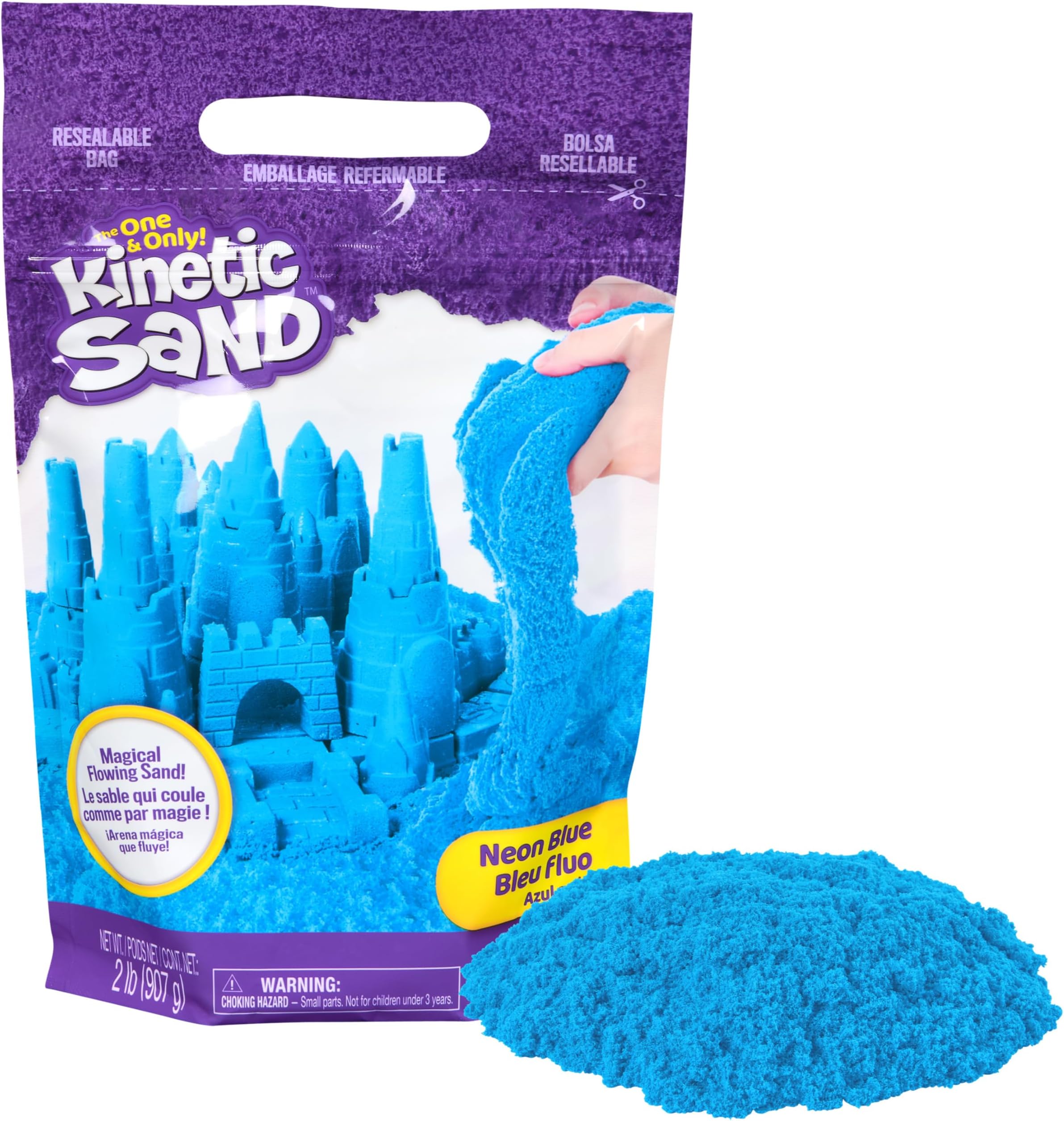 Kinetic Sand, 2lbs Blue Play Sand, Moldable Sensory Toys for Kids ...