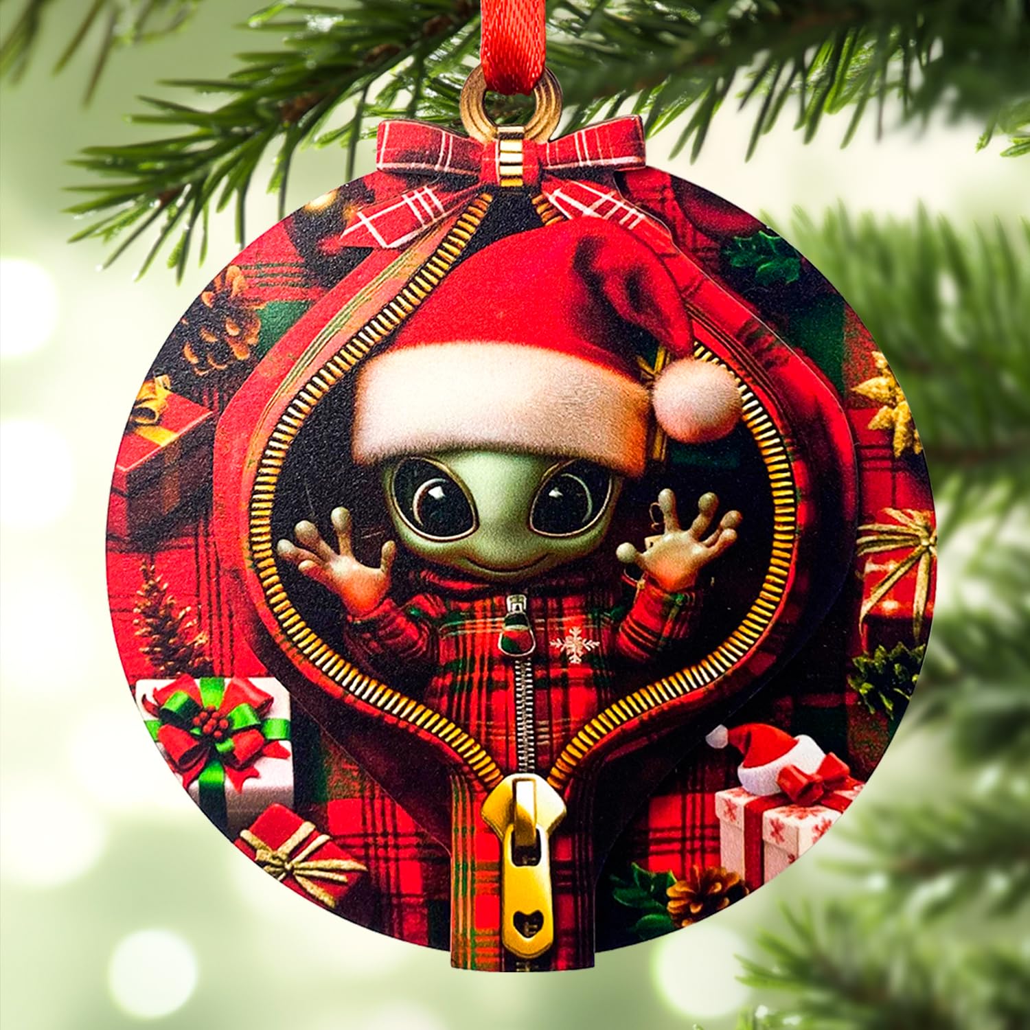 Amazon.com: Alien Christmas Ornament – 2-Layer Wooden Hanging Ornament ...