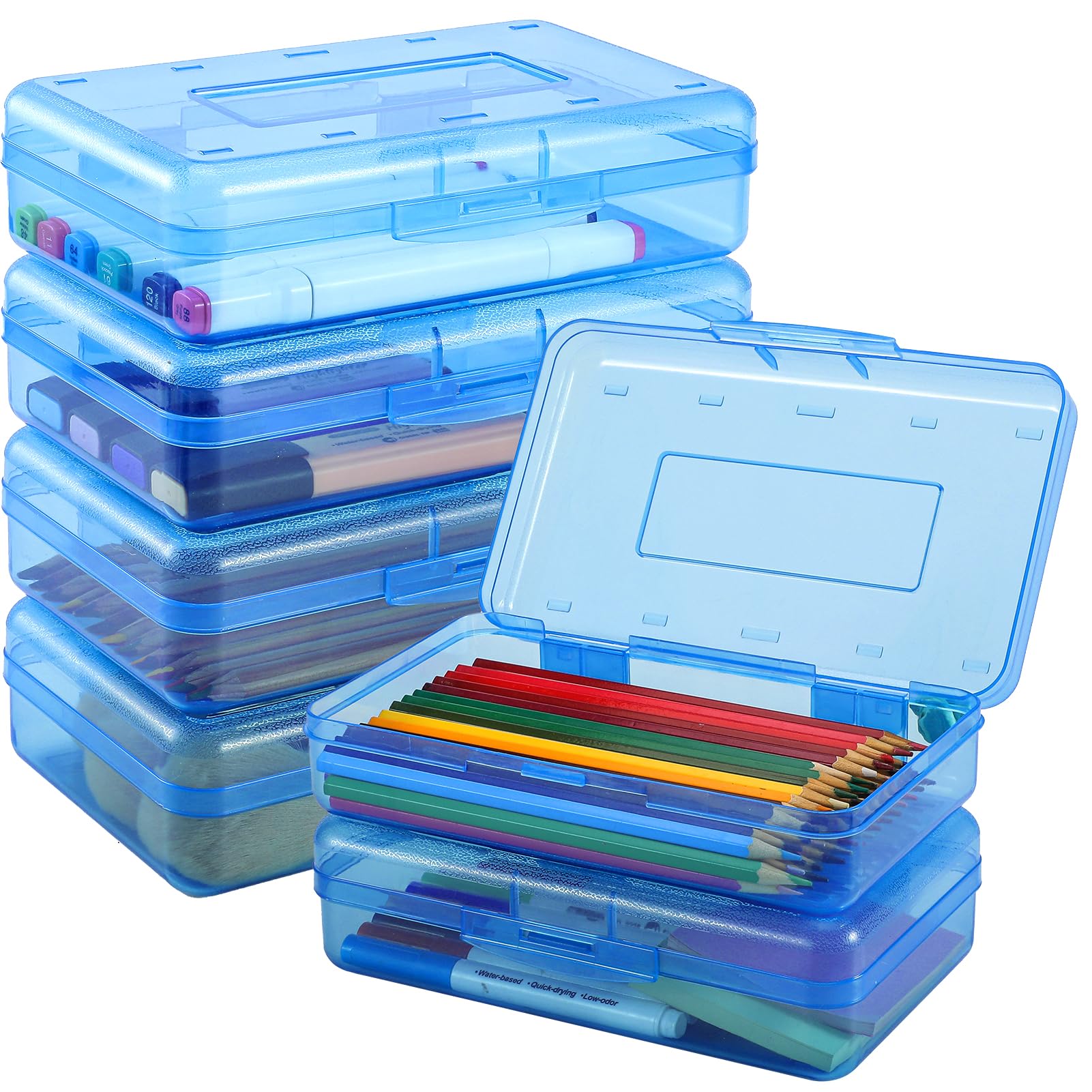 Amazon.com: MaxGear Pencil Boxes, 6 Pack Large Capacity Plastic ...
