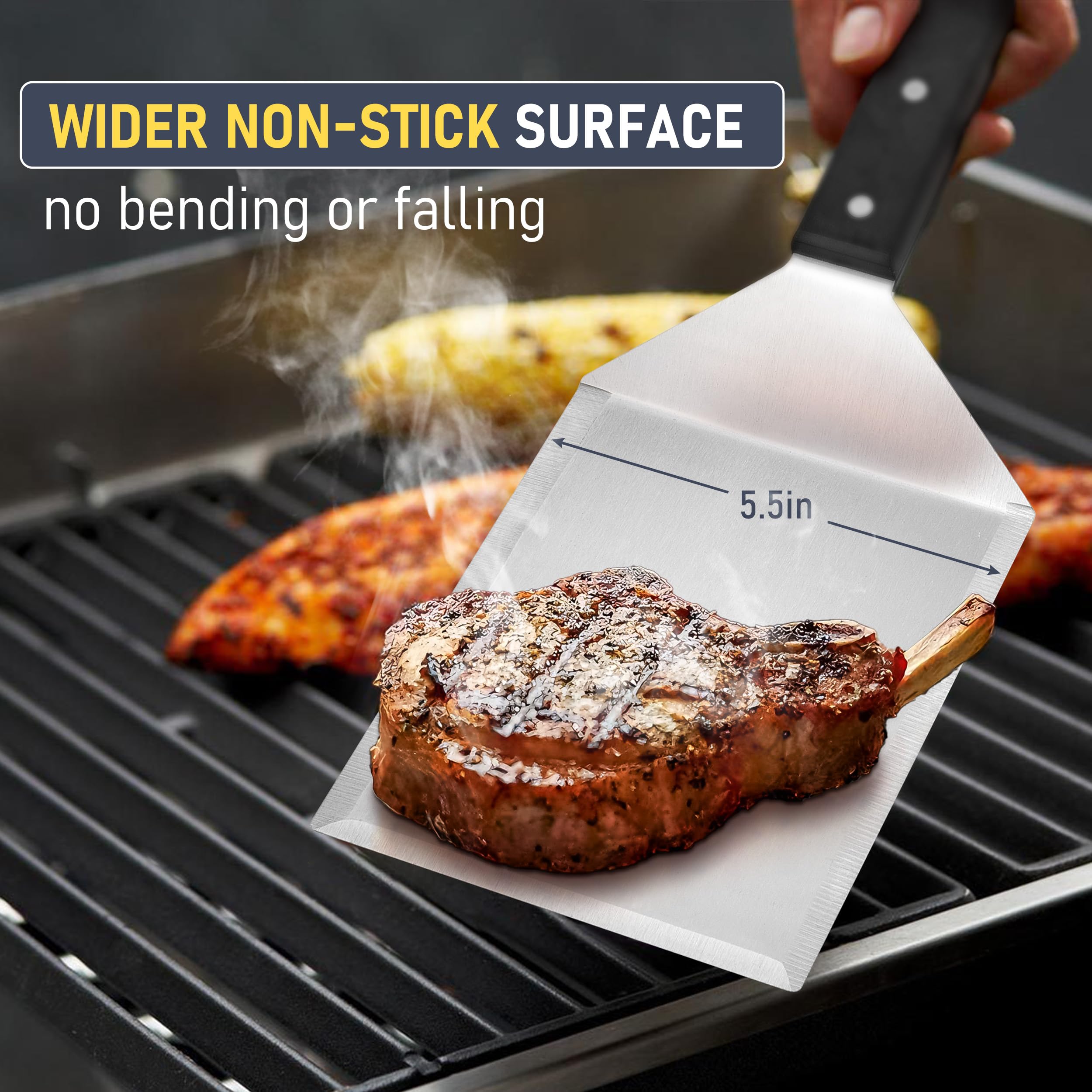 Snapklik.com : Metal Spatula Set Of 2, HaSteeL Stainless Steel Large ...
