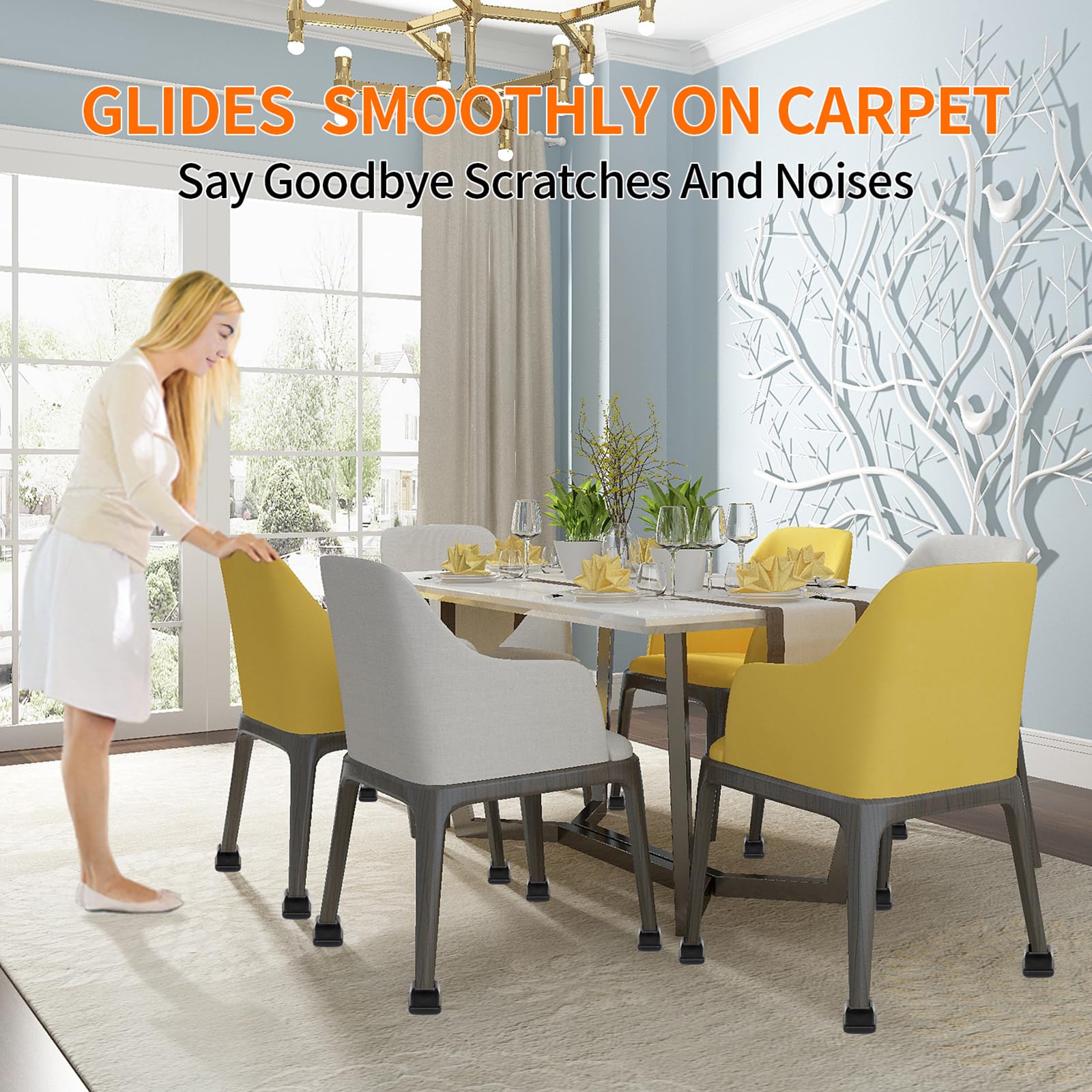 Snapklik.com : Ezprotekt 8 Pcs Chair Sliders For Carpet, Square Carpet ...