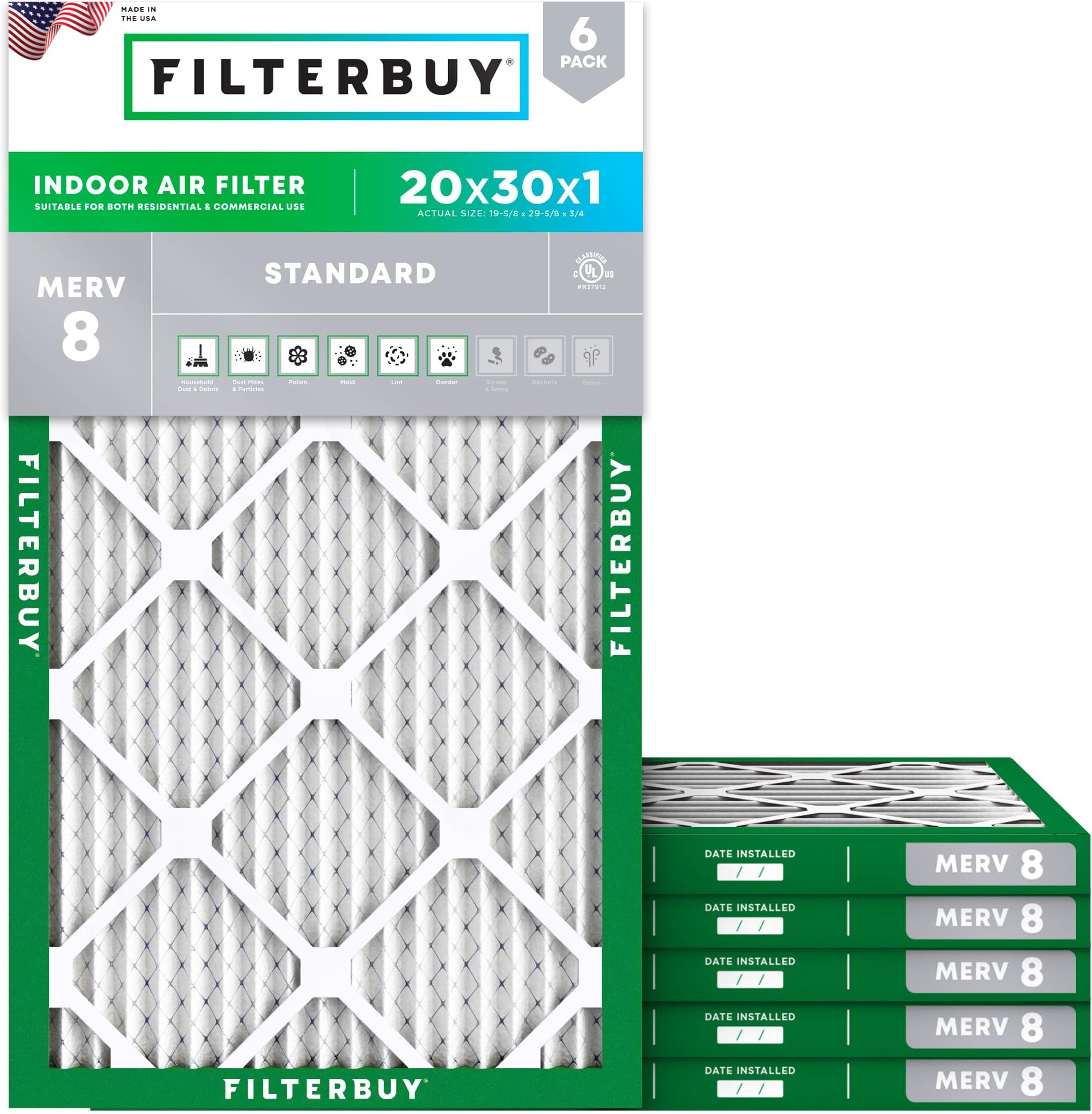Filtrete 20x30x1 Air Filter, 3M MERV 5 HVAC AC Furnace Filter ...