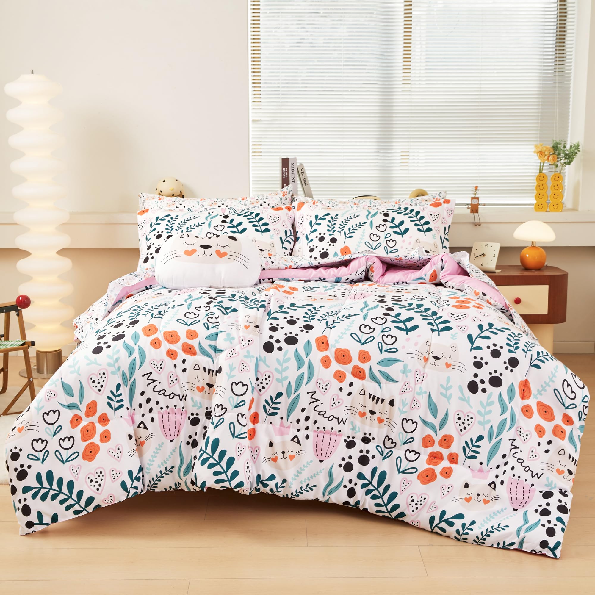 Amazon.com: Mooreeke Twin Size Comforter Sets for Girls Kids, 6 Pieces ...