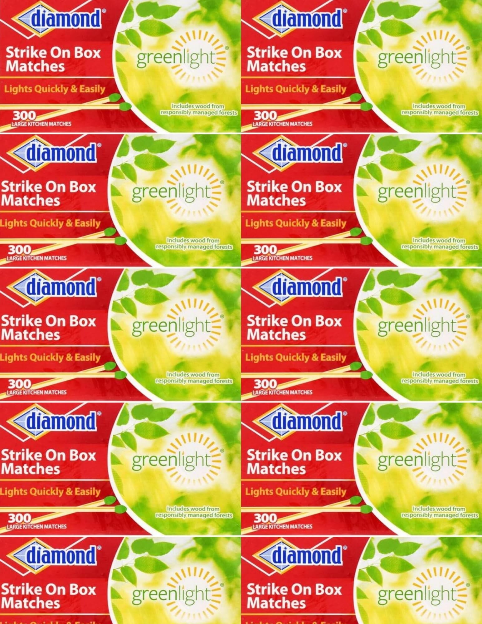 Amazon.com: Generic Diamond Strike on Box Matches 300 Count 10 Pack ...