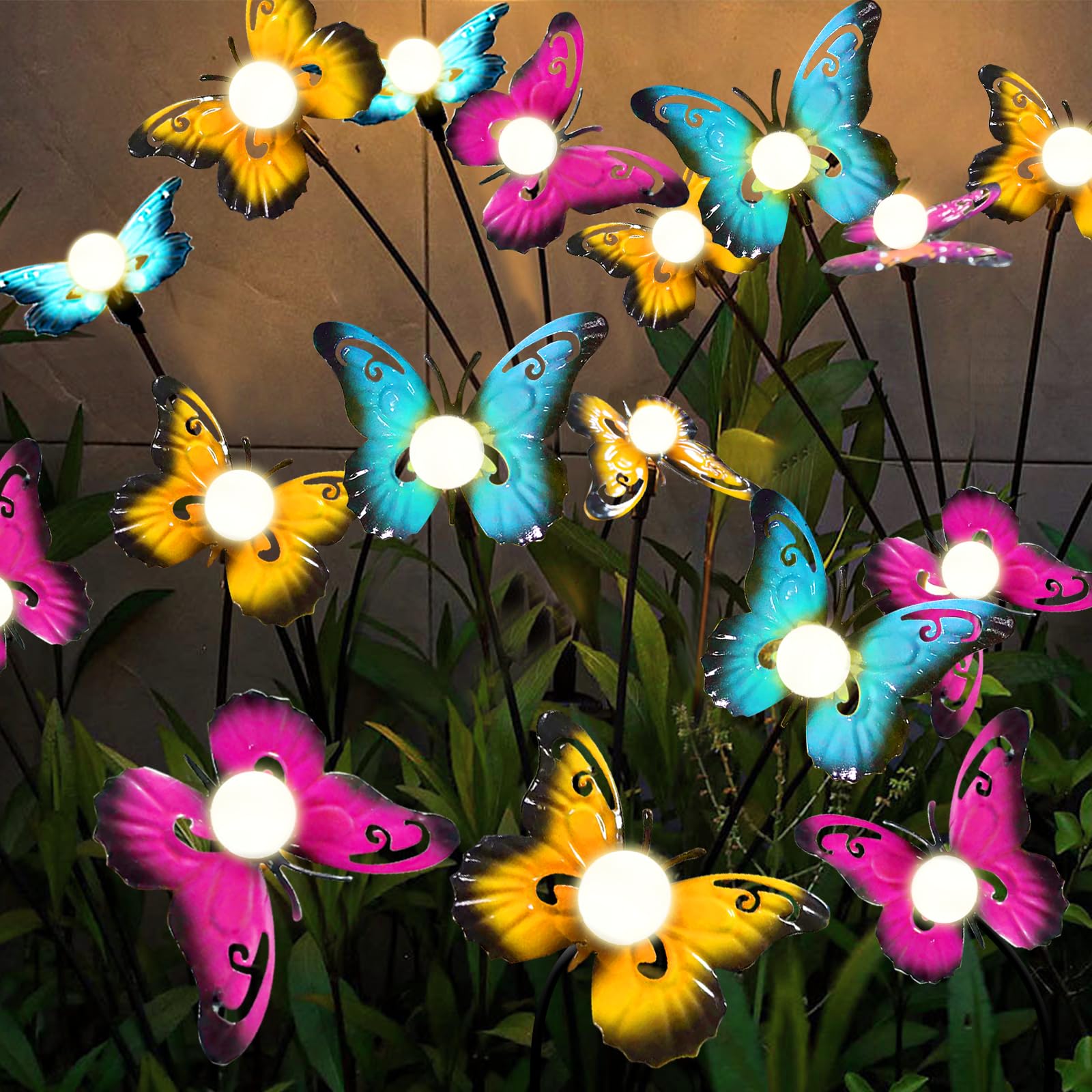 Solar Garden Lights-Upgraded Butterflies Swaying Lights,Waterproof ...