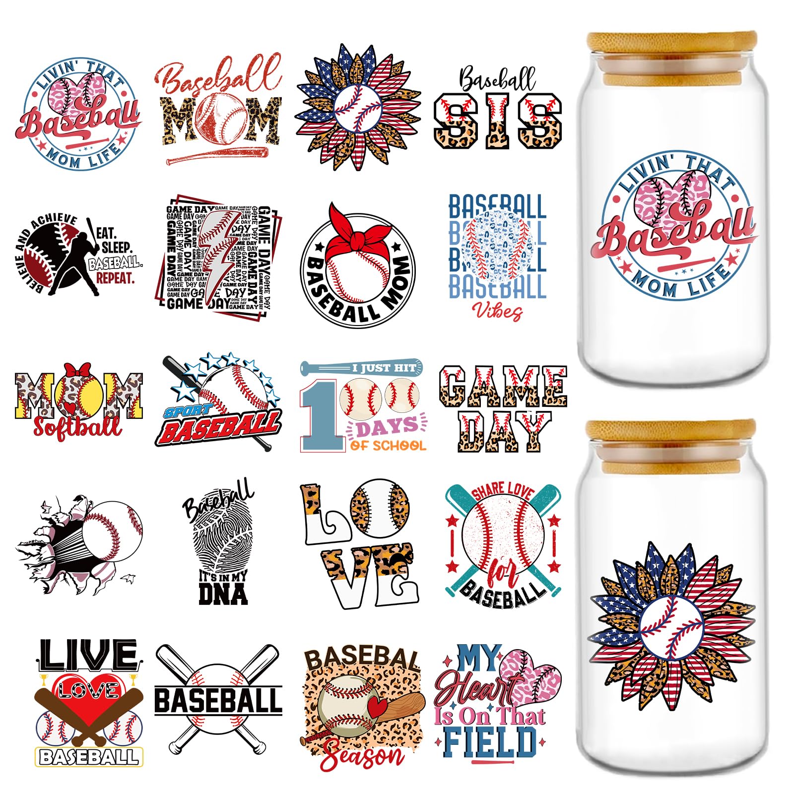 Amazon.com: Rngmsi UV DTF Cup Wrap - 20 Sheets Baseball UV DTF Cup ...