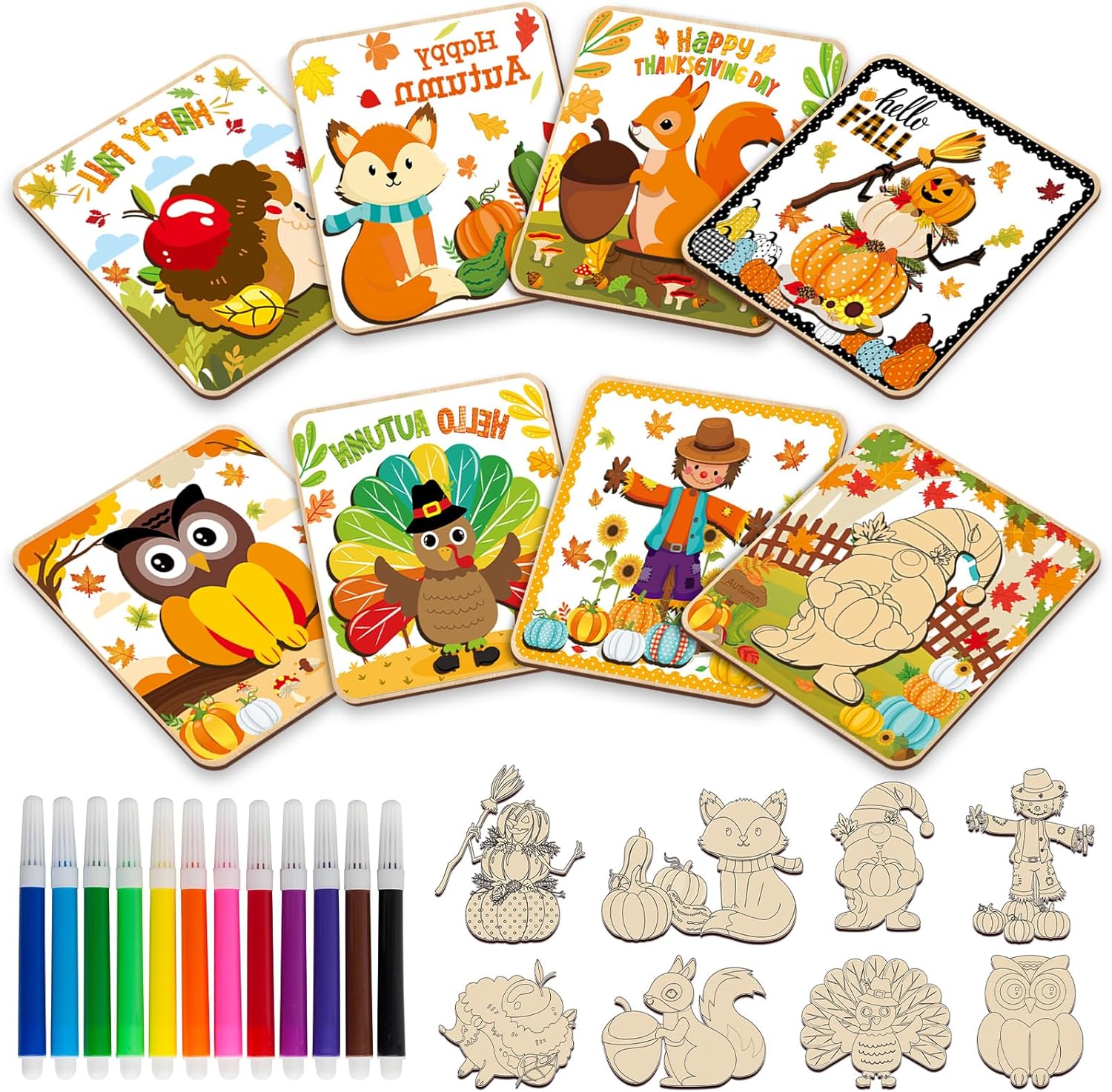 Amazon.com: 8 Pack Fall Thanksgiving Wooden Puzzles for Toddlers Autumn ...