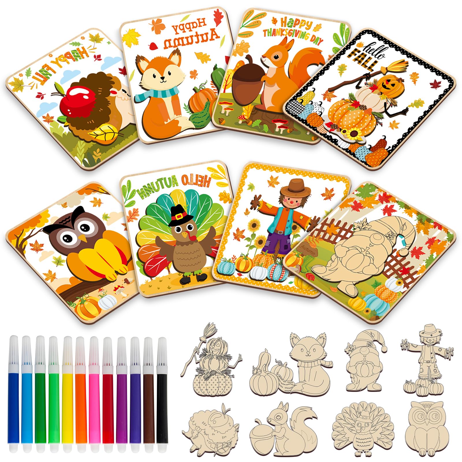 Amazon.com: 8 Pack Fall Thanksgiving Wooden Puzzles for Toddlers Autumn ...