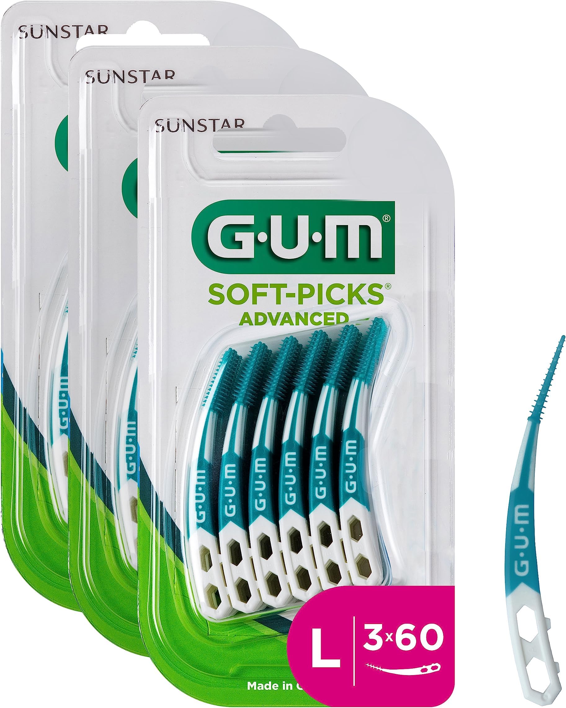 GUM 650 SOFTPICKS Advanced Regular, 60 Stück, Grün/Weiß, Standard ...