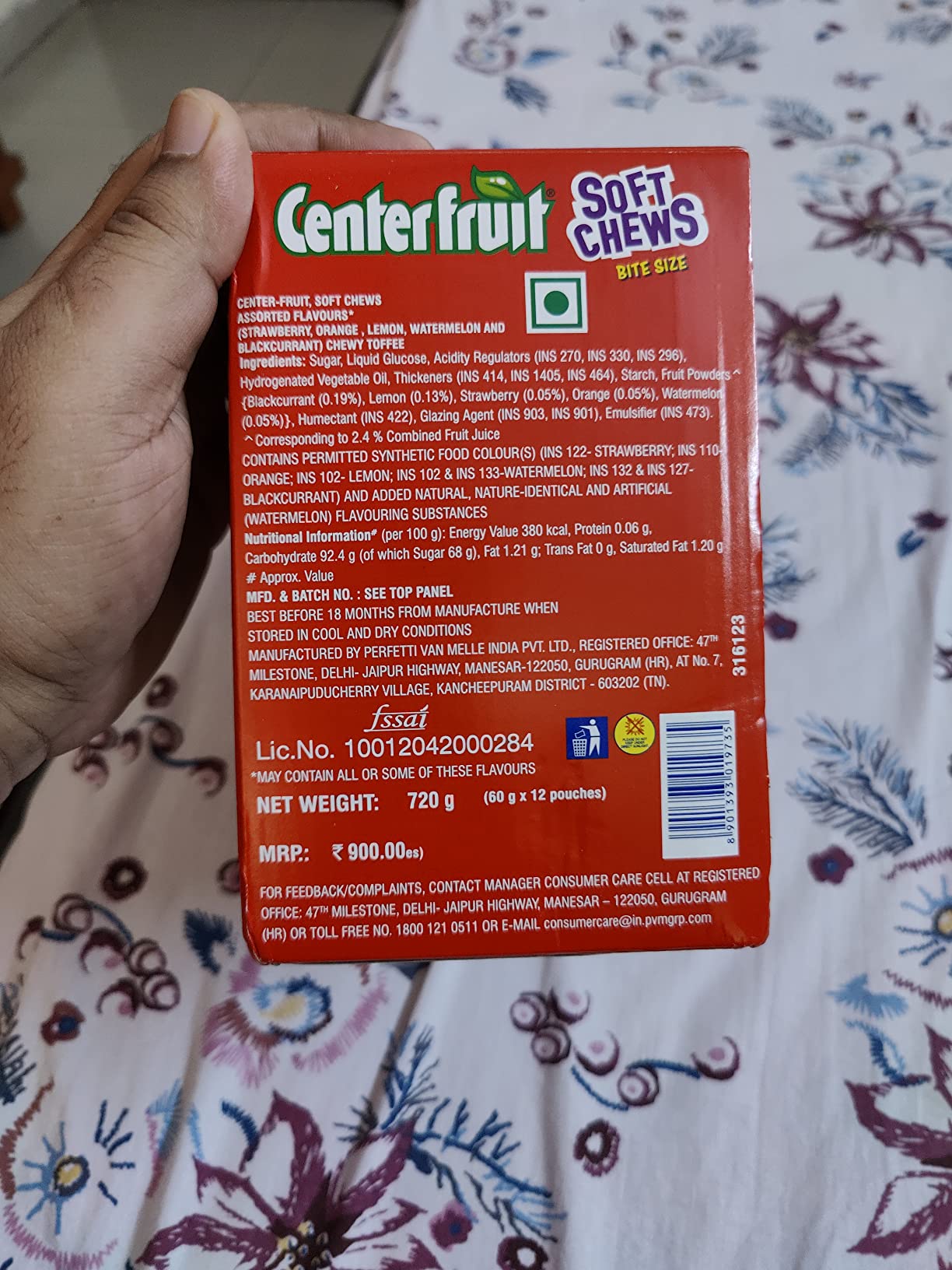 Center Fresh Fruit, Assorted Flavour, Soft Chews Candy Pouch, 720 g ...