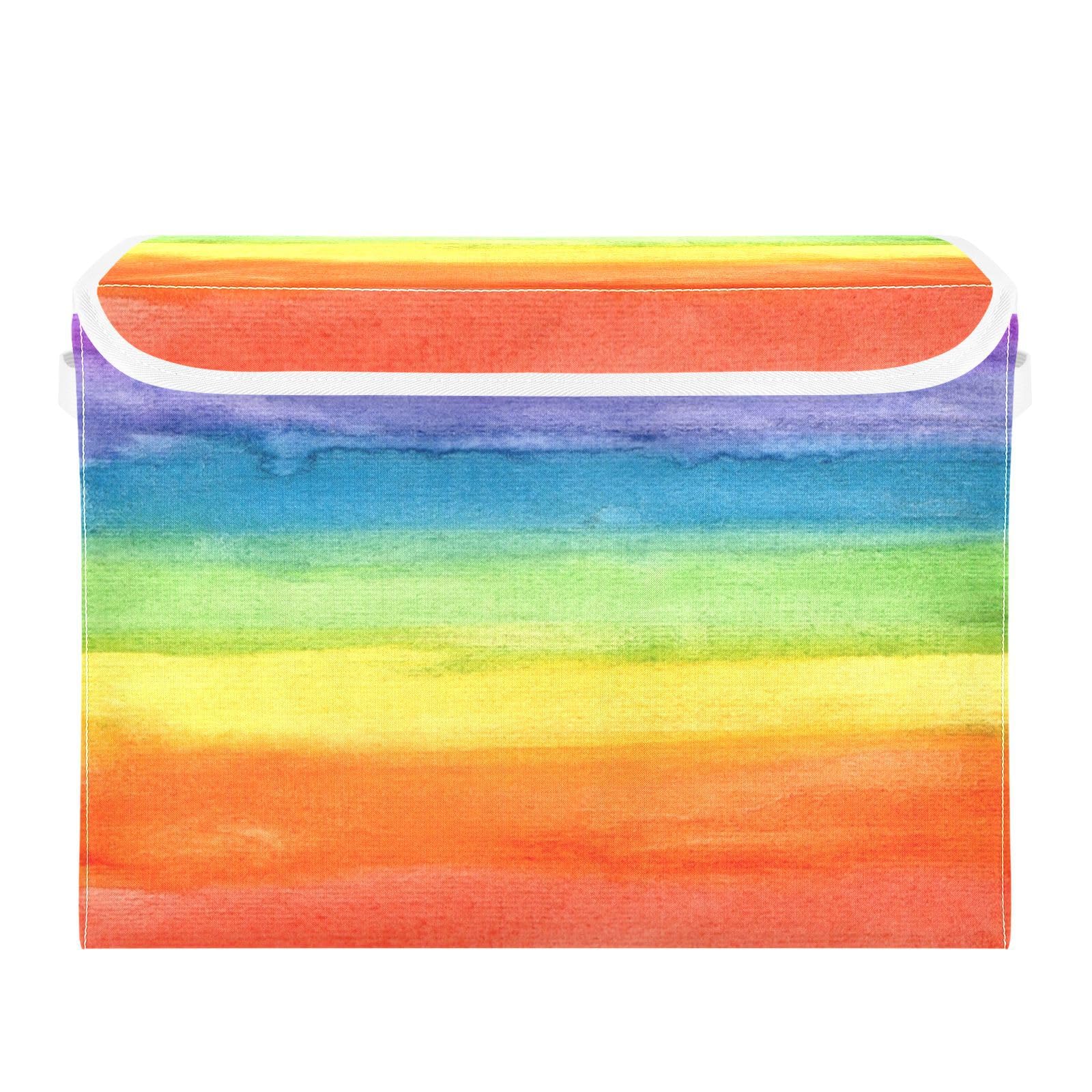 Amazon.com: Large Collapsible Storage Bins with Lids, Colorful Stripe ...