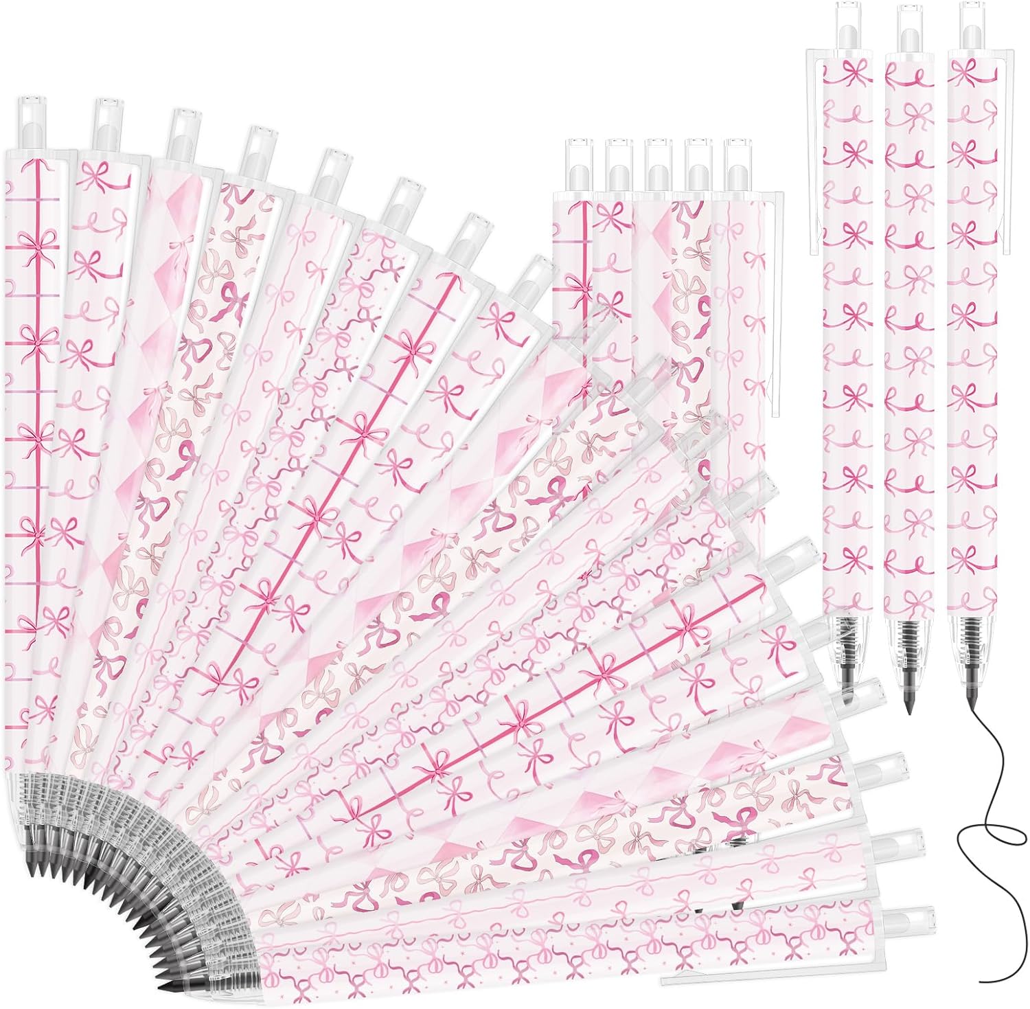 Amazon.com: Sayglossy 36 Pcs Preppy Pink Coquette Bow Tie Pencils ...