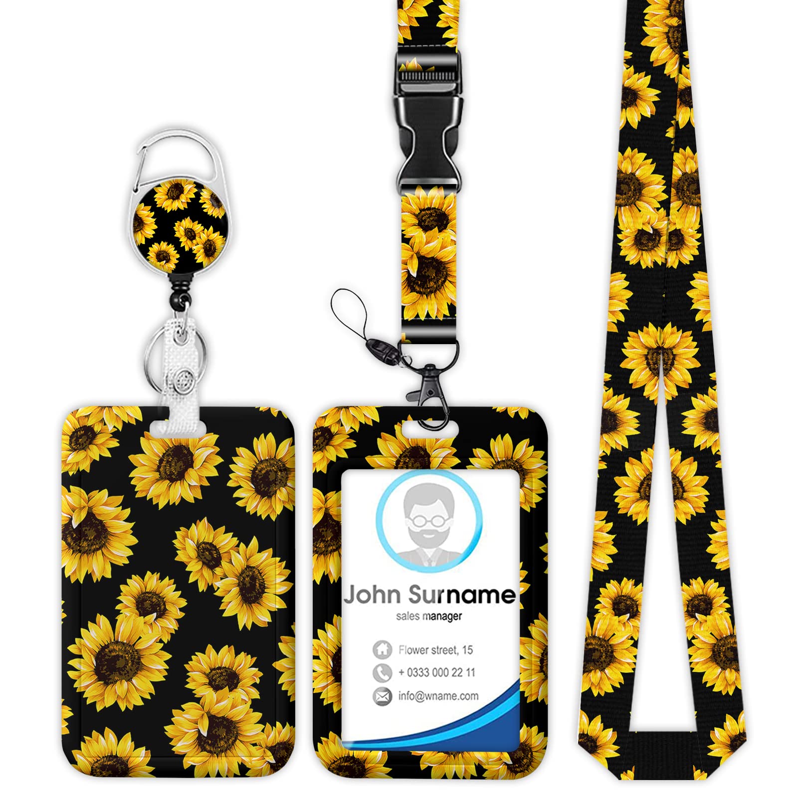 Amazon.com : Sunflower lanyard for ID Badge for Women, Lanyards for ID ...