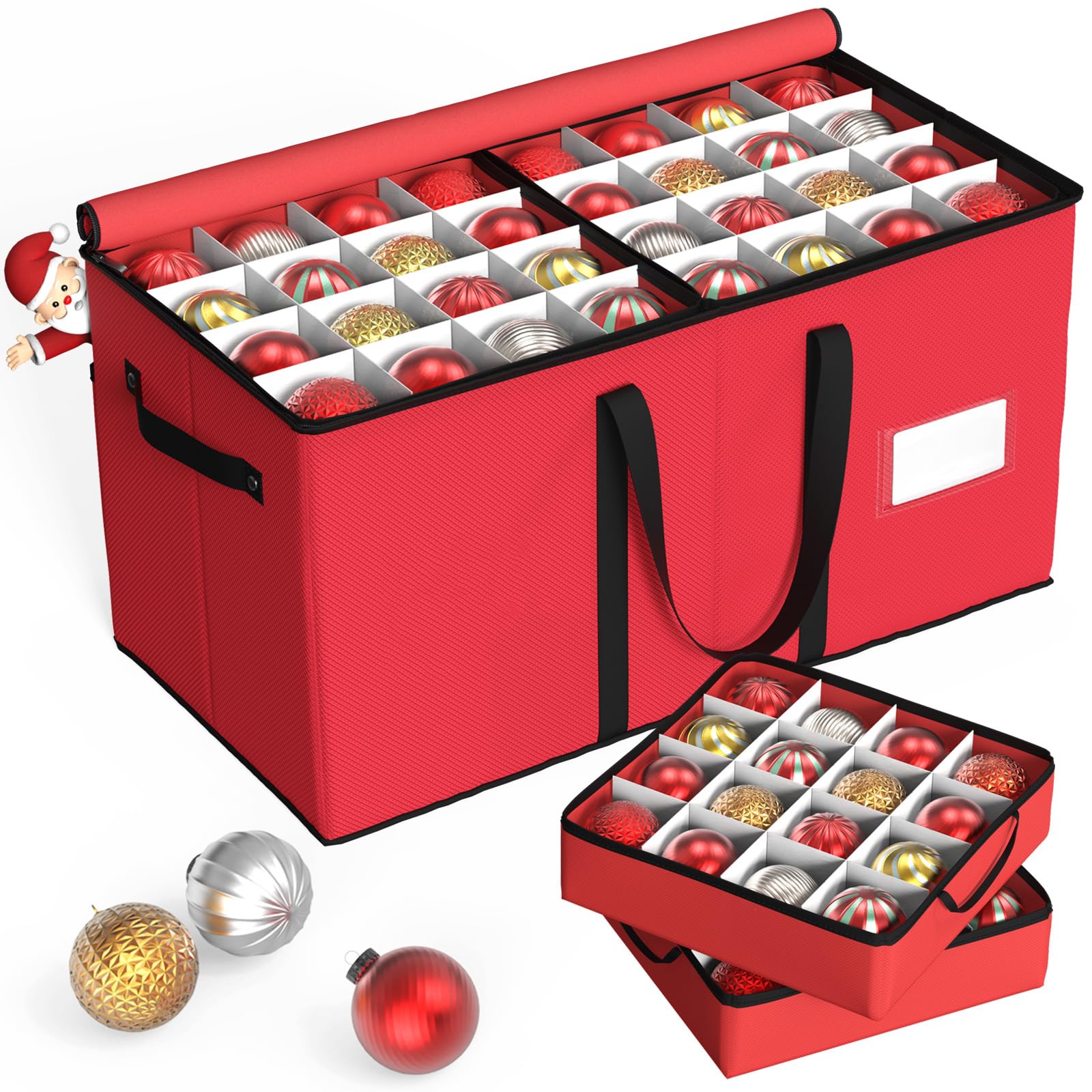 Amazon.com: Kesfitt Christmas Ornament Storage Box with 8 Trays ...