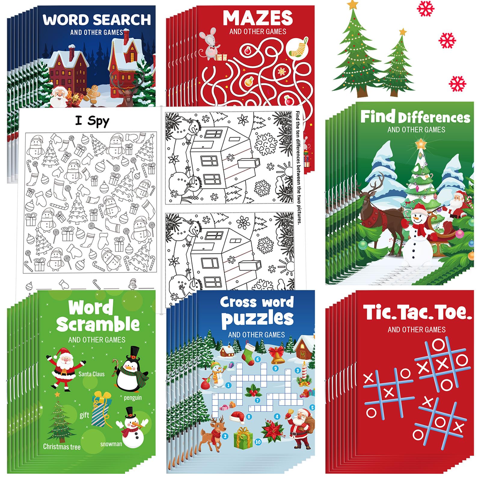 Amazon.com: Hungdao 48 Pcs Christmas Mini Activity Books for Boys and ...