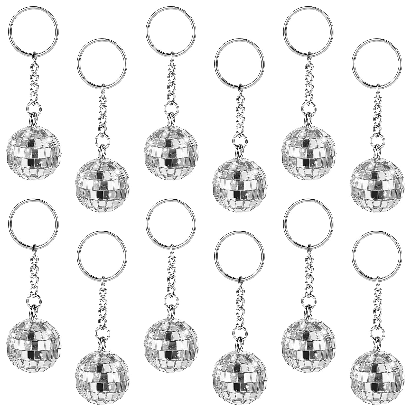 Amazon.com: Lusofie 12 Pcs Mini Disco Balls Disco Ball Keychain Disco ...
