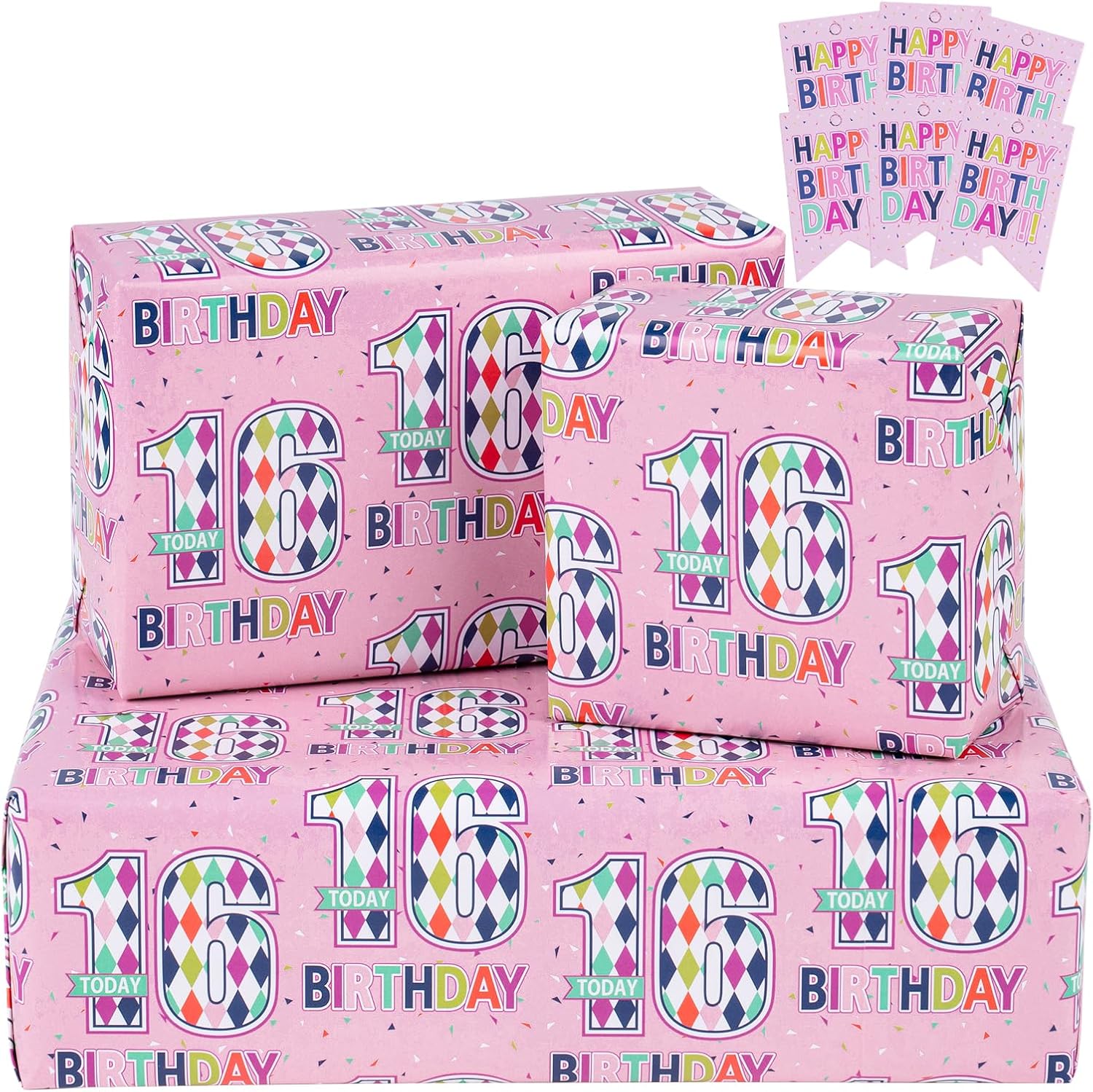 Amazon.com: RUSPEPA Birthday Wrapping Paper Sheets with Gift Tags for ...